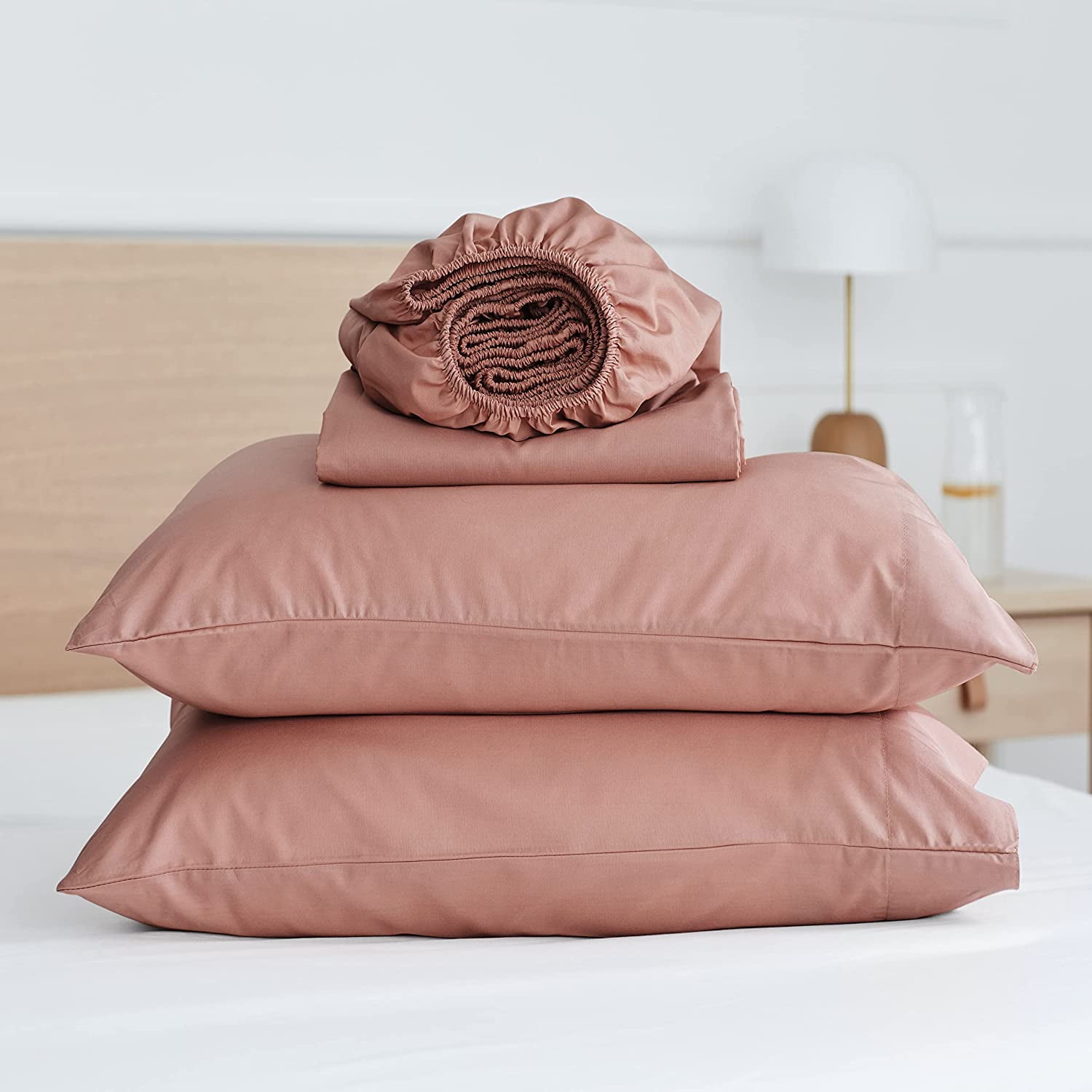 Five Looms High Thread Count Classic Cotton Percale King Sheets Set ...