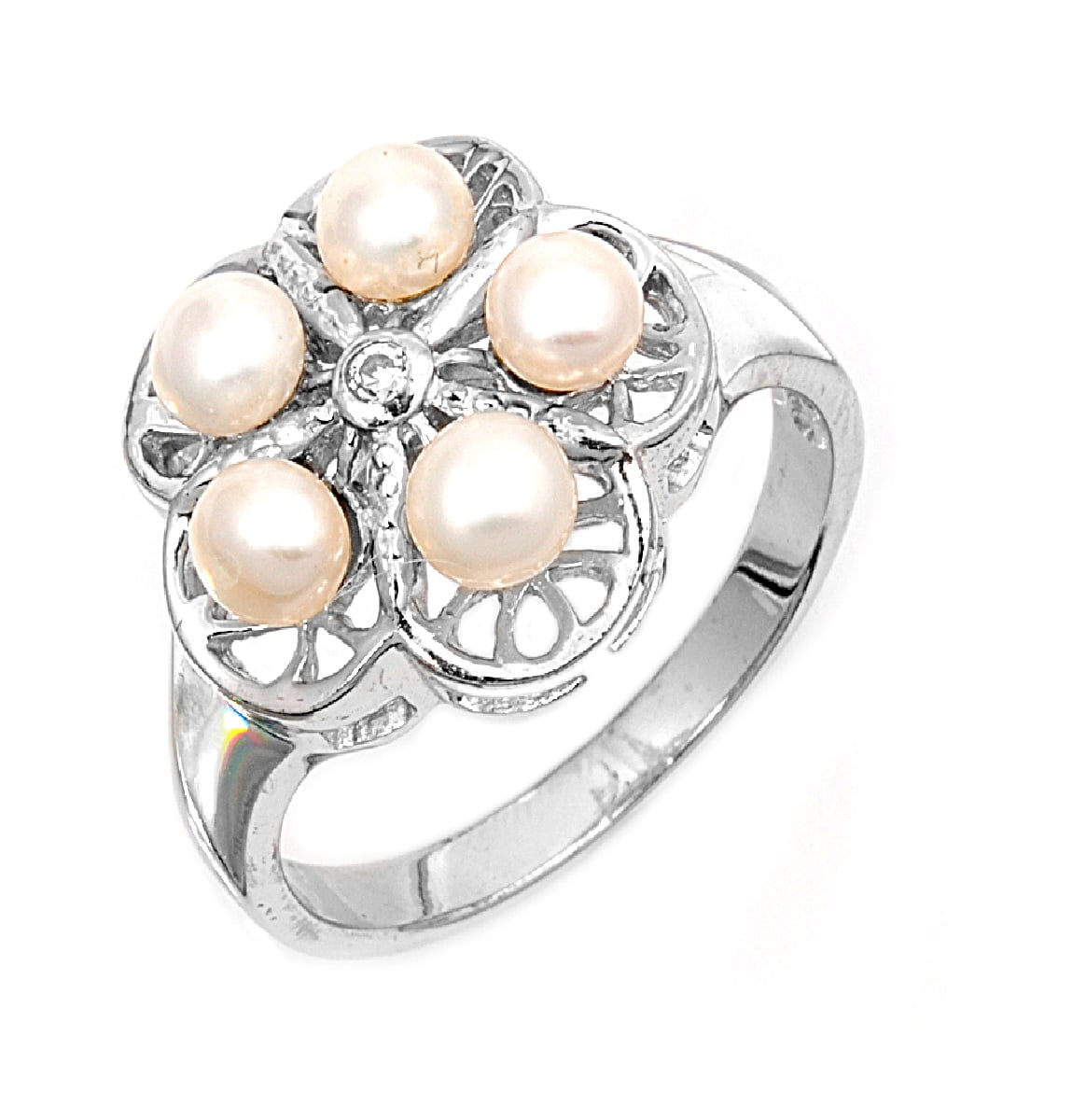 Five Love Languages Simulated Pearl Cubic Zirconia Ring Sterling Silver ...