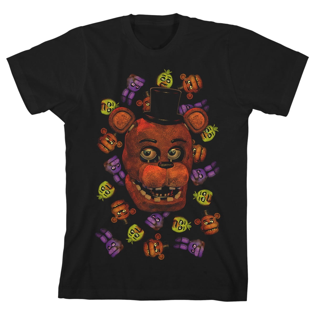 Five Nights At Freddy's Big Freddy Face Boy's Black T-shirt-Medium ...