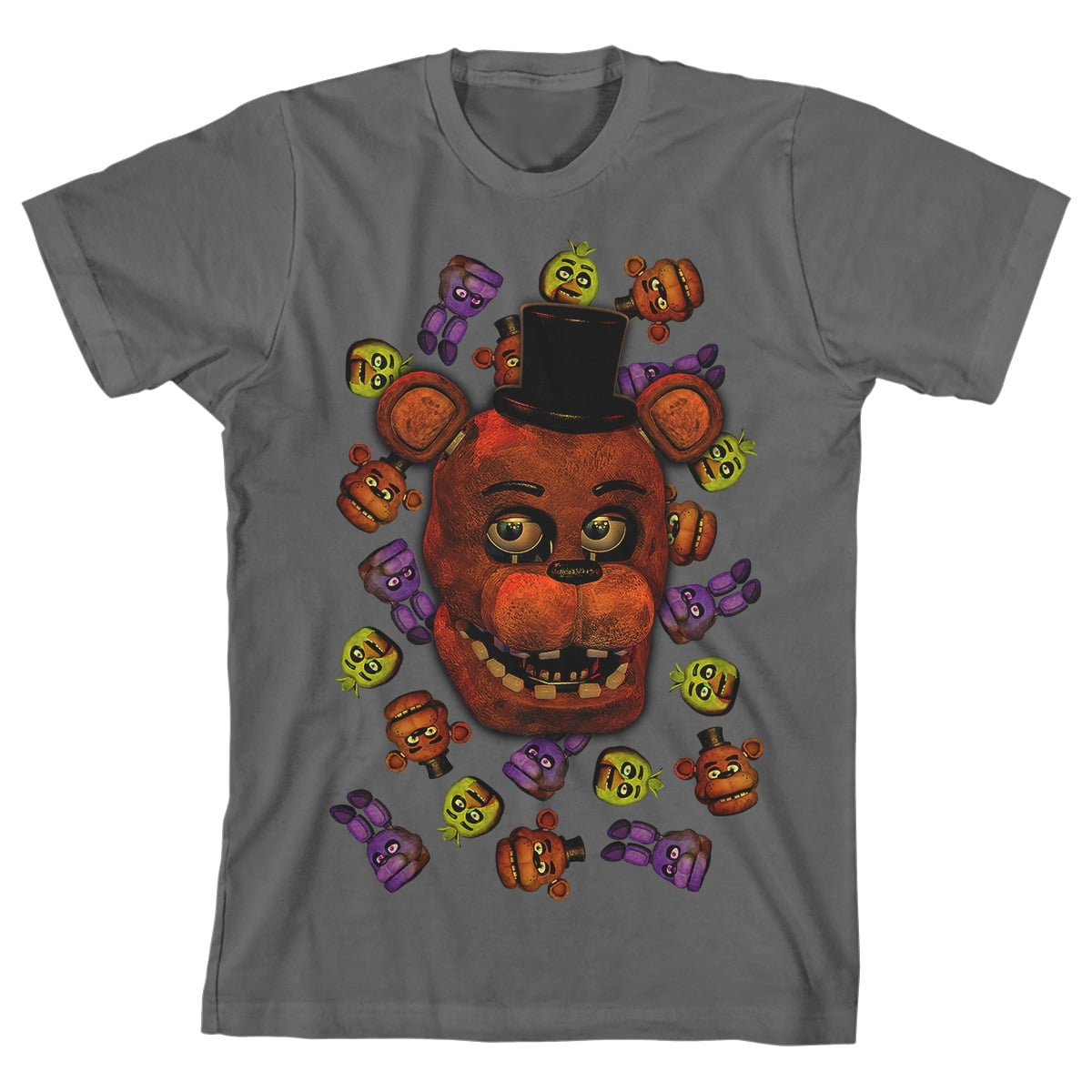 Five Nights At Freddy's Big Freddy Face Boy's Gray T-shirt-X-Large ...