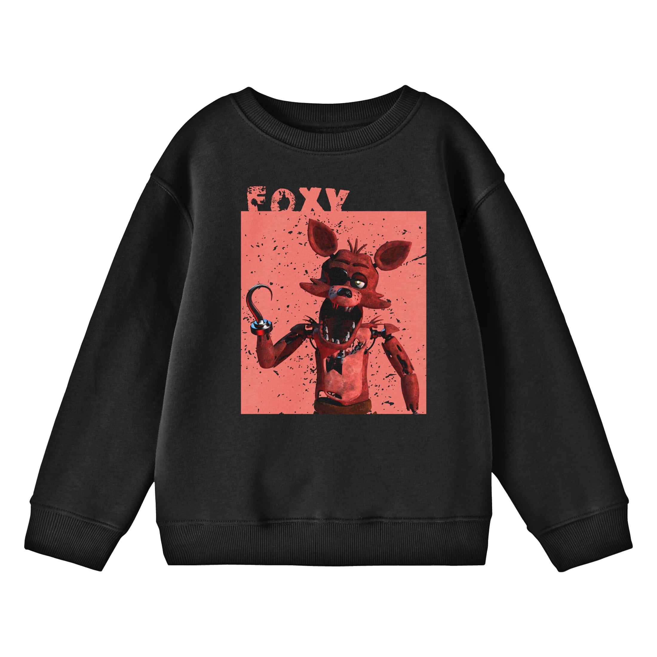 Five Nights at Freddy's Foxy Youth Black Crew Neck Sweatshirt, Medium ...