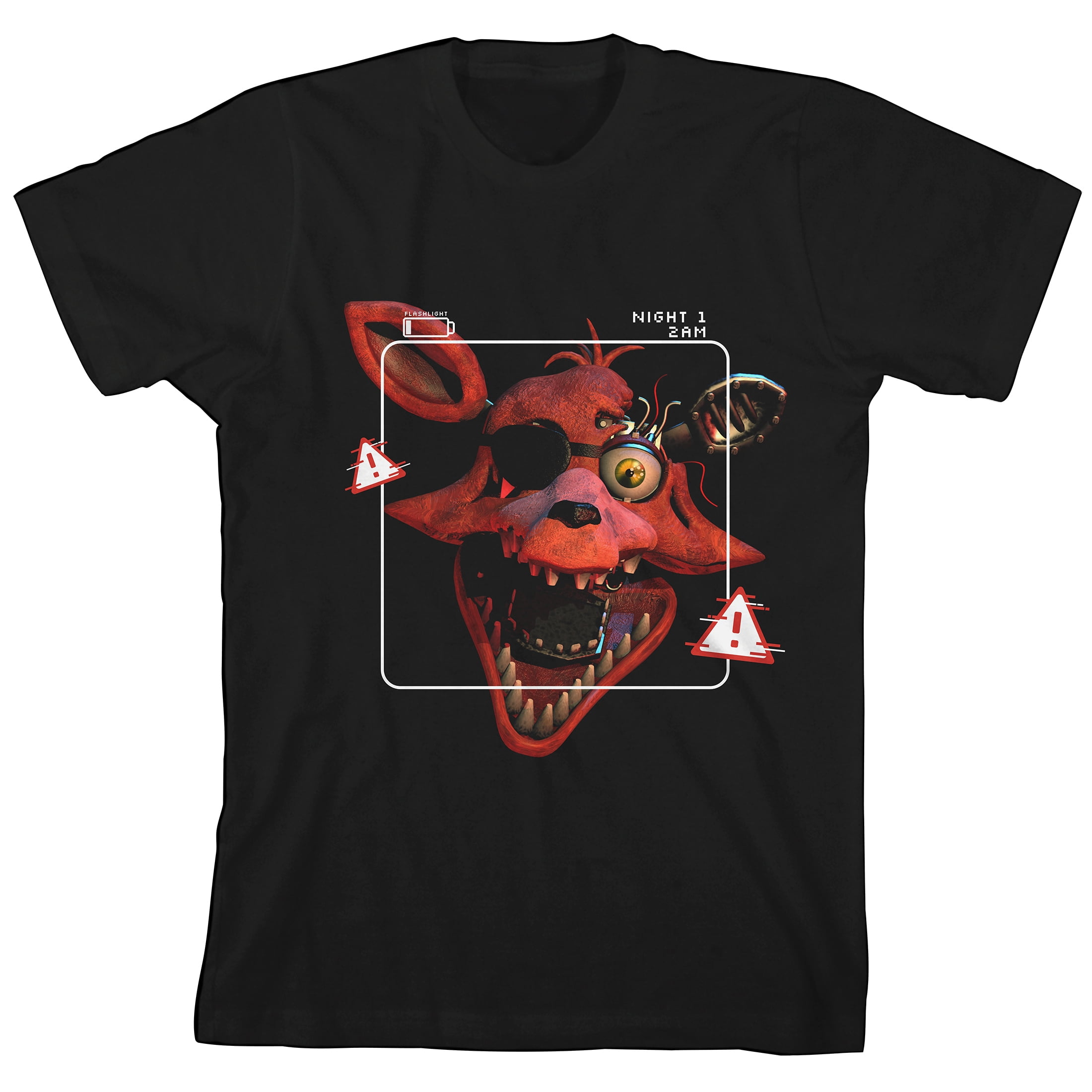 Five Nights At Freddy's Foxy With Warning Signs Crew Neck Short Sleeve ...