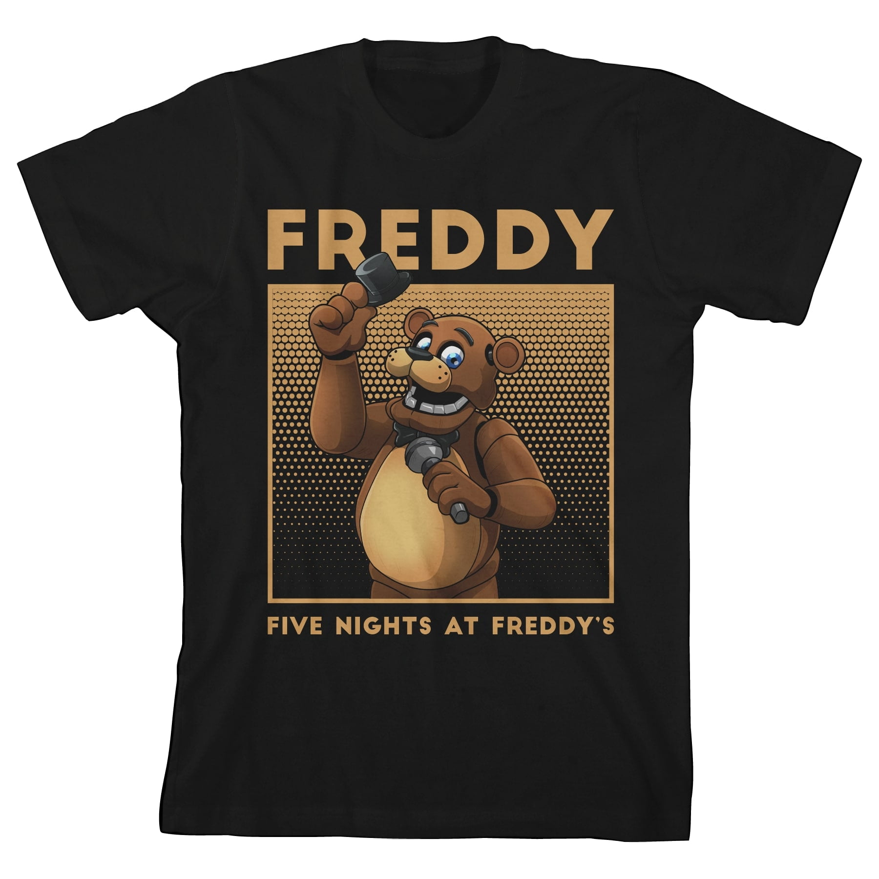 Five Nights At Freddy's Freddy Fazbear Half-Tone Square Boy's Black T ...