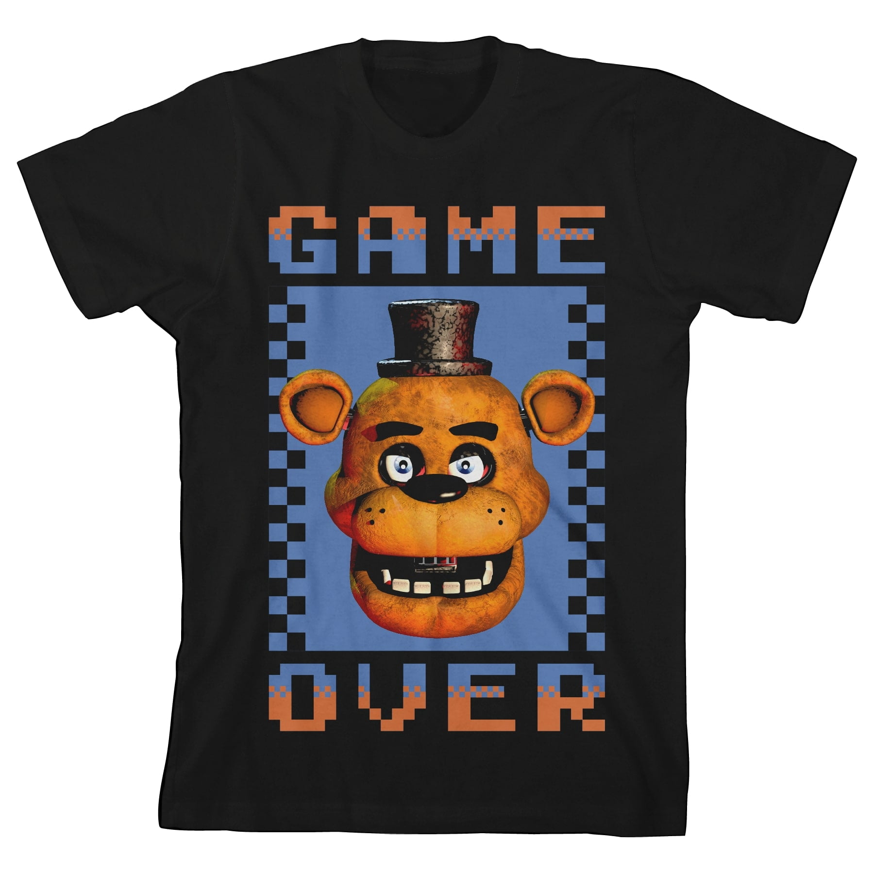 Five Nights At Freddy's Freddy Head Game Over Text Boy's Black T-shirt ...