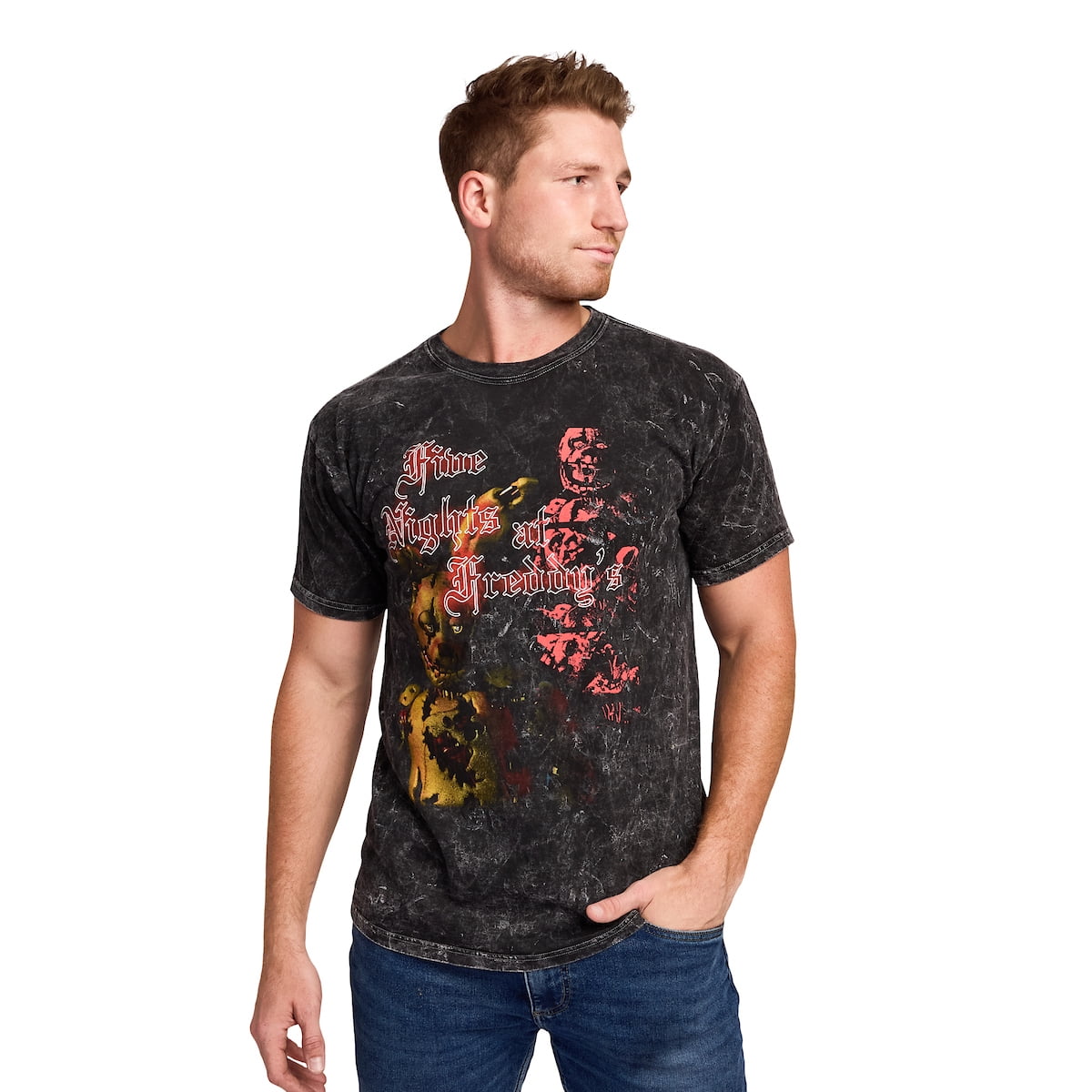 Five Nights At Freddy's I Always Come Back Men's Black Mineral Wash ...
