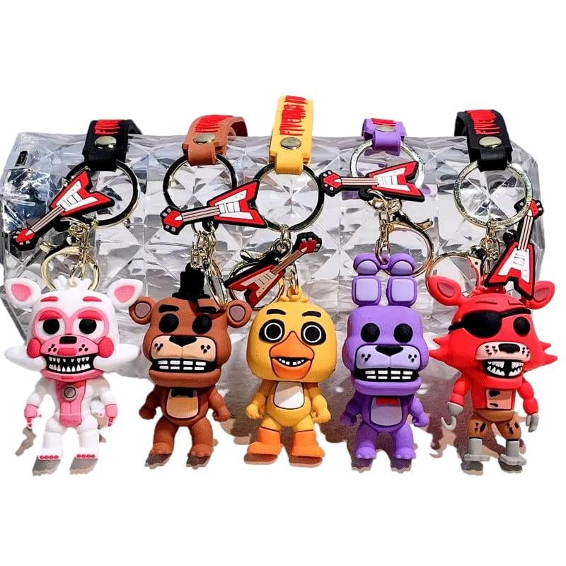 Five Nights At Freddy's Silicone 3D Charm Keychain Set of 5 Keyrings ...
