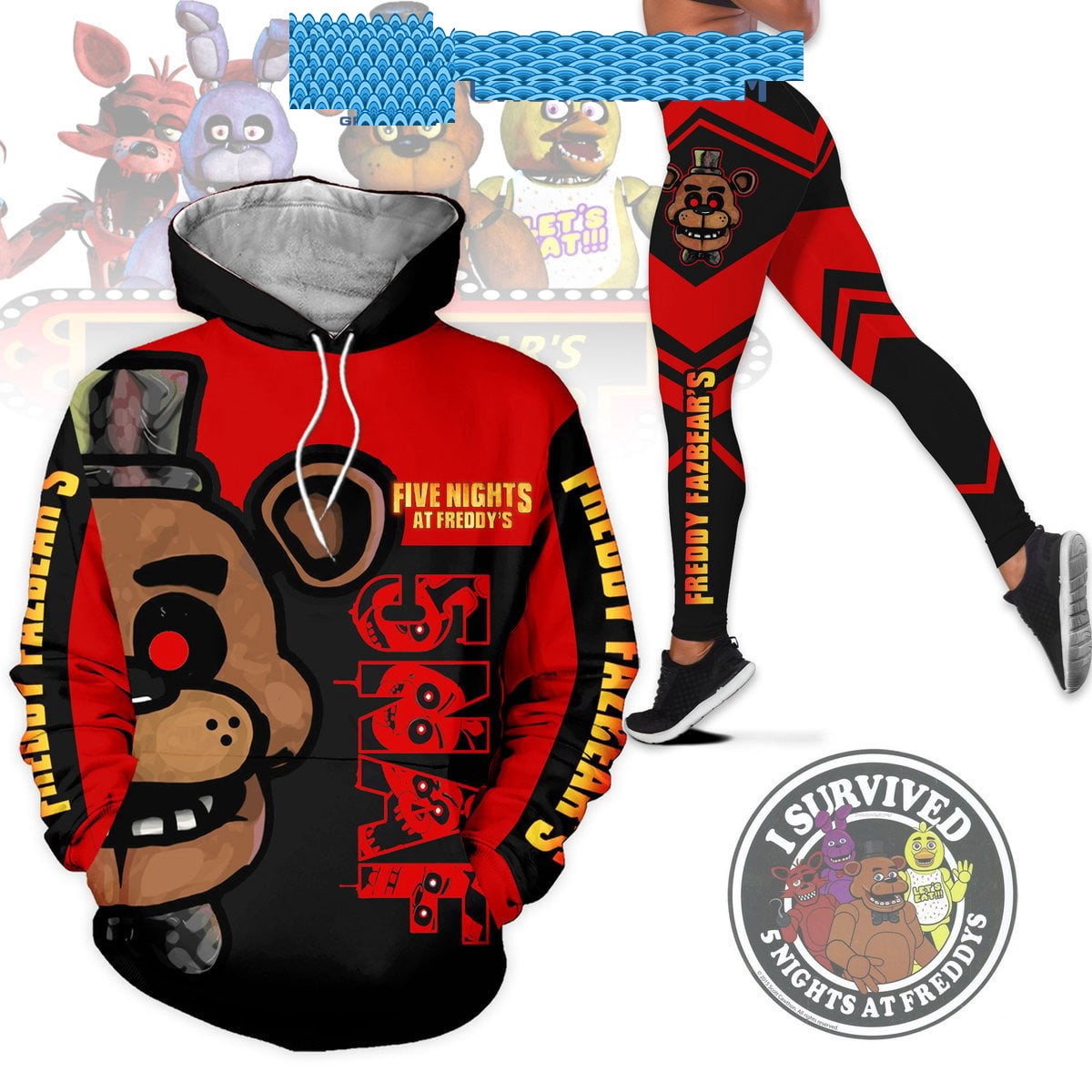 Five Nights At Freddys I Survived 5NAF Hoodie Leggings Set - Walmart.com