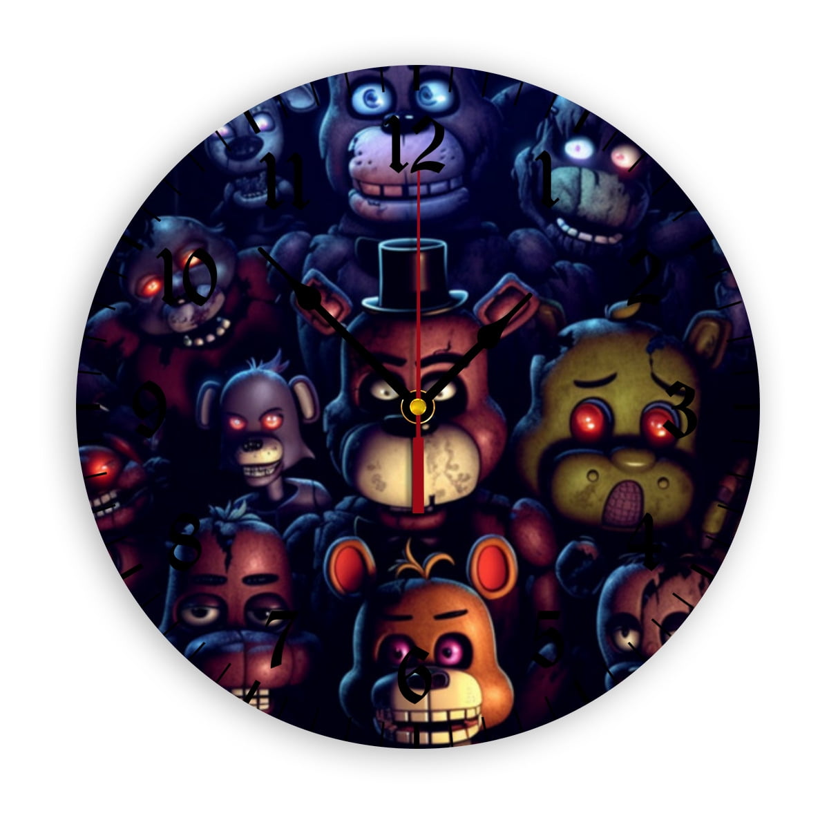 Five Nights at Freddy's Wall Clock with Clear Glass Dial Silent and Non ...