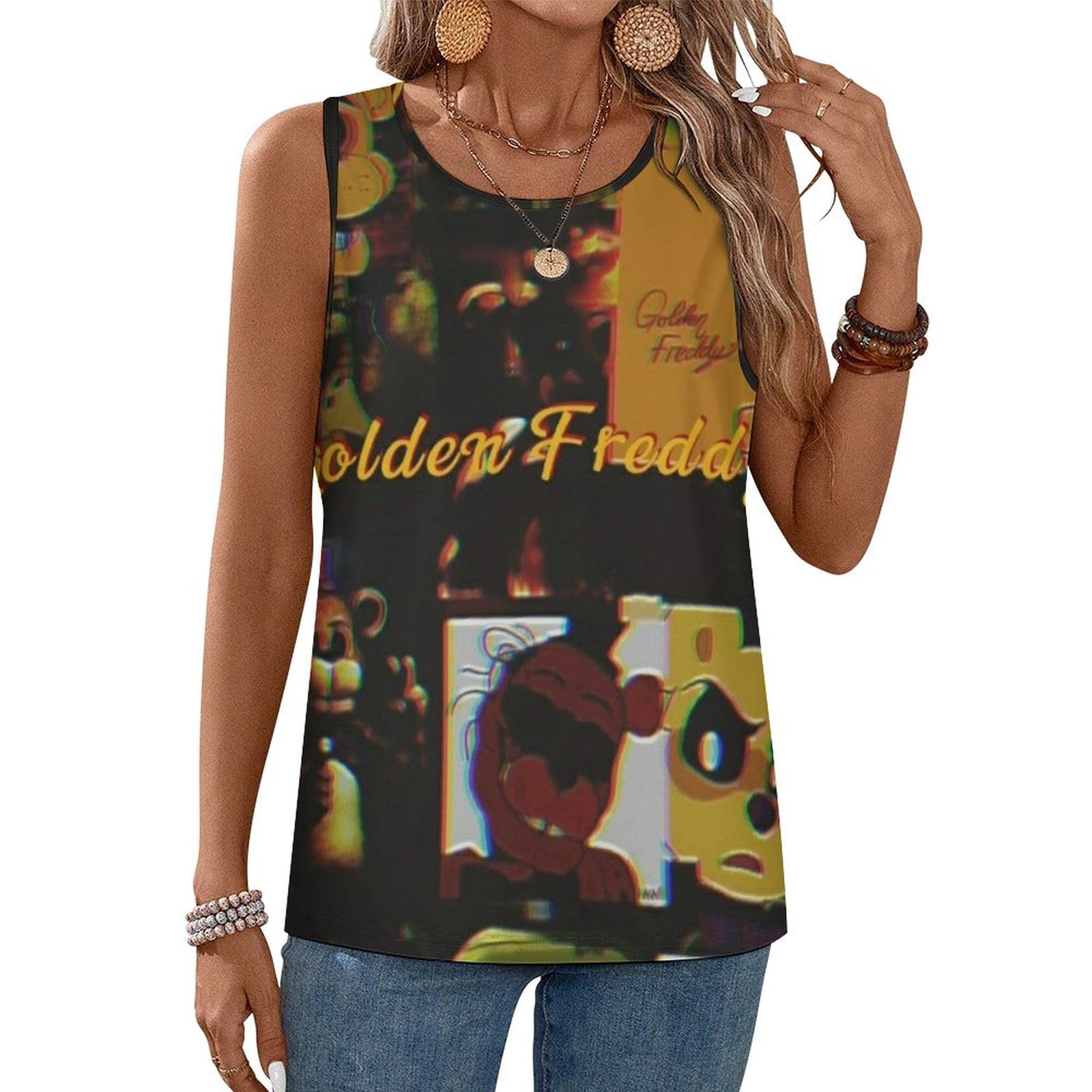 Five Nights at Freddy Cartoon Women's Sports Tank Top Sleeveless Top M ...