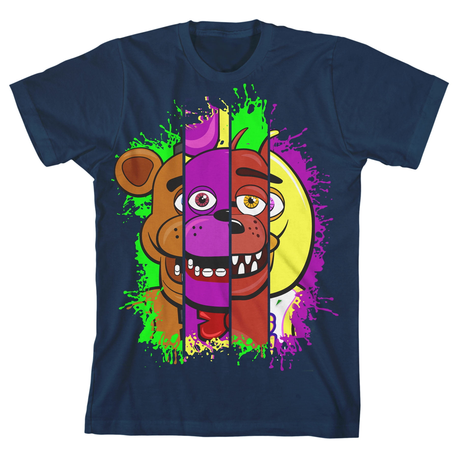 Five Nights at Freddy's Animatronic Characters Mash Up Boy's Navy T ...