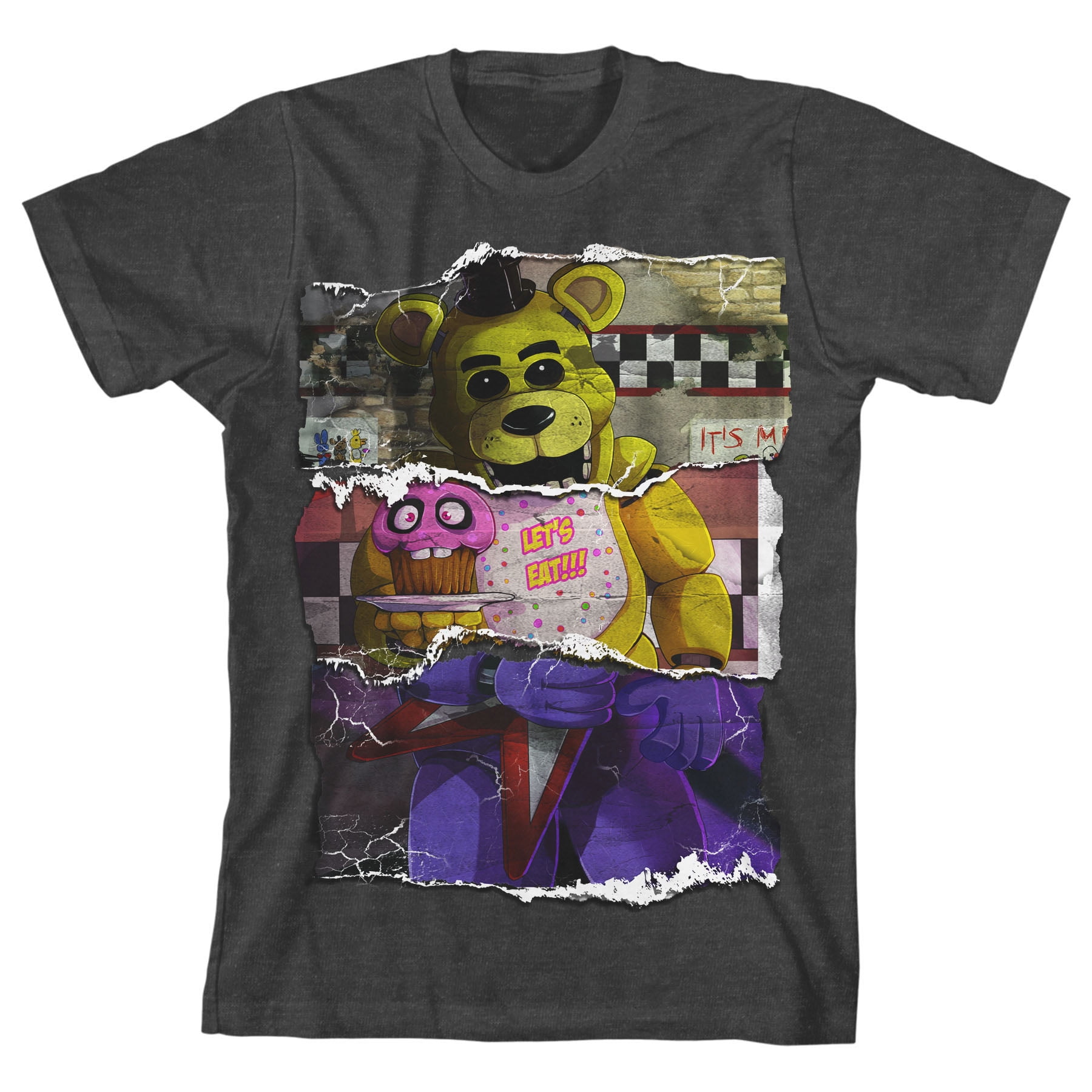 Five Nights at Freddy's Animatronic Collage Art Boys Charcoal Heather T ...