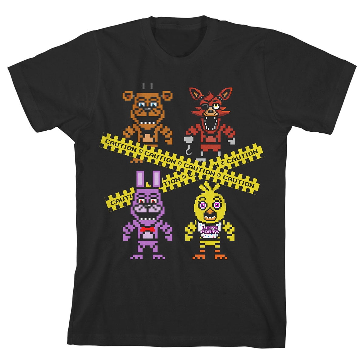 Five Nights at Freddy's Animatronic Squad Caution Tape Boy's Black T ...