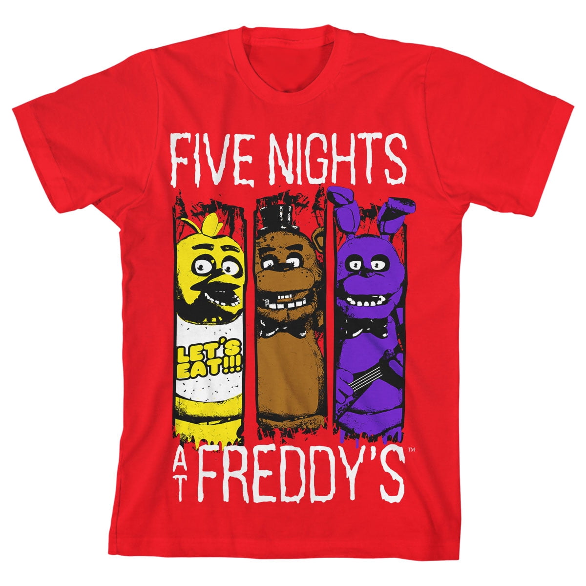 Five Nights at Freddy's Animatronics Character Art Boy's Red T-shirt-XL ...