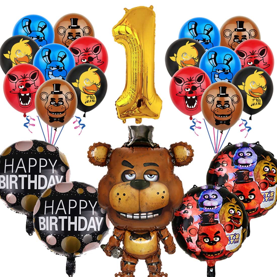Five Nights at Freddy's Balloons Party Supplies 1st Big Number ...