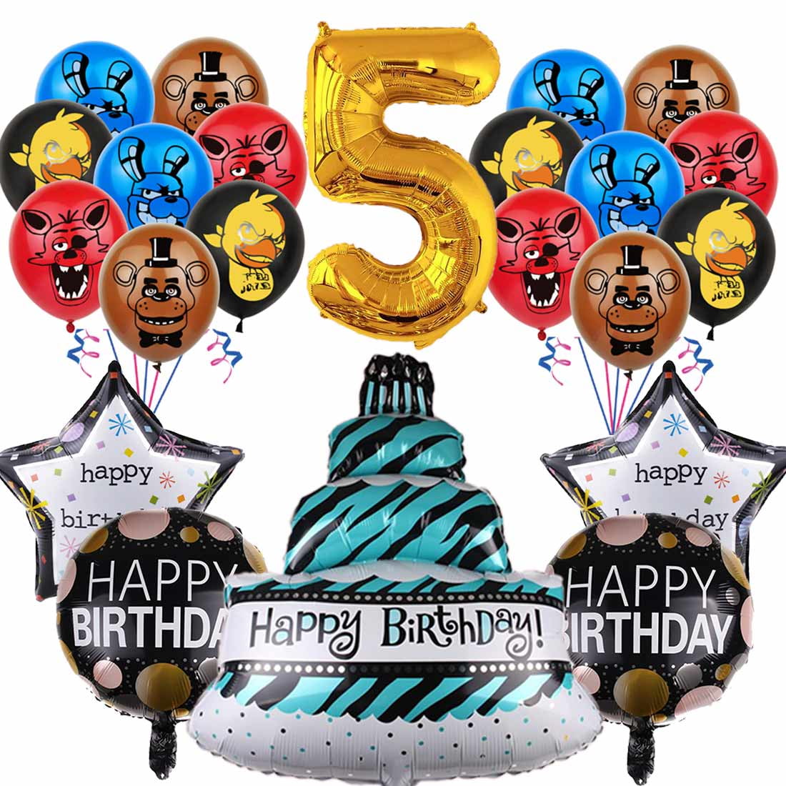 Five Nights at Freddy's Balloons Party Supplies 5th Big Number ...