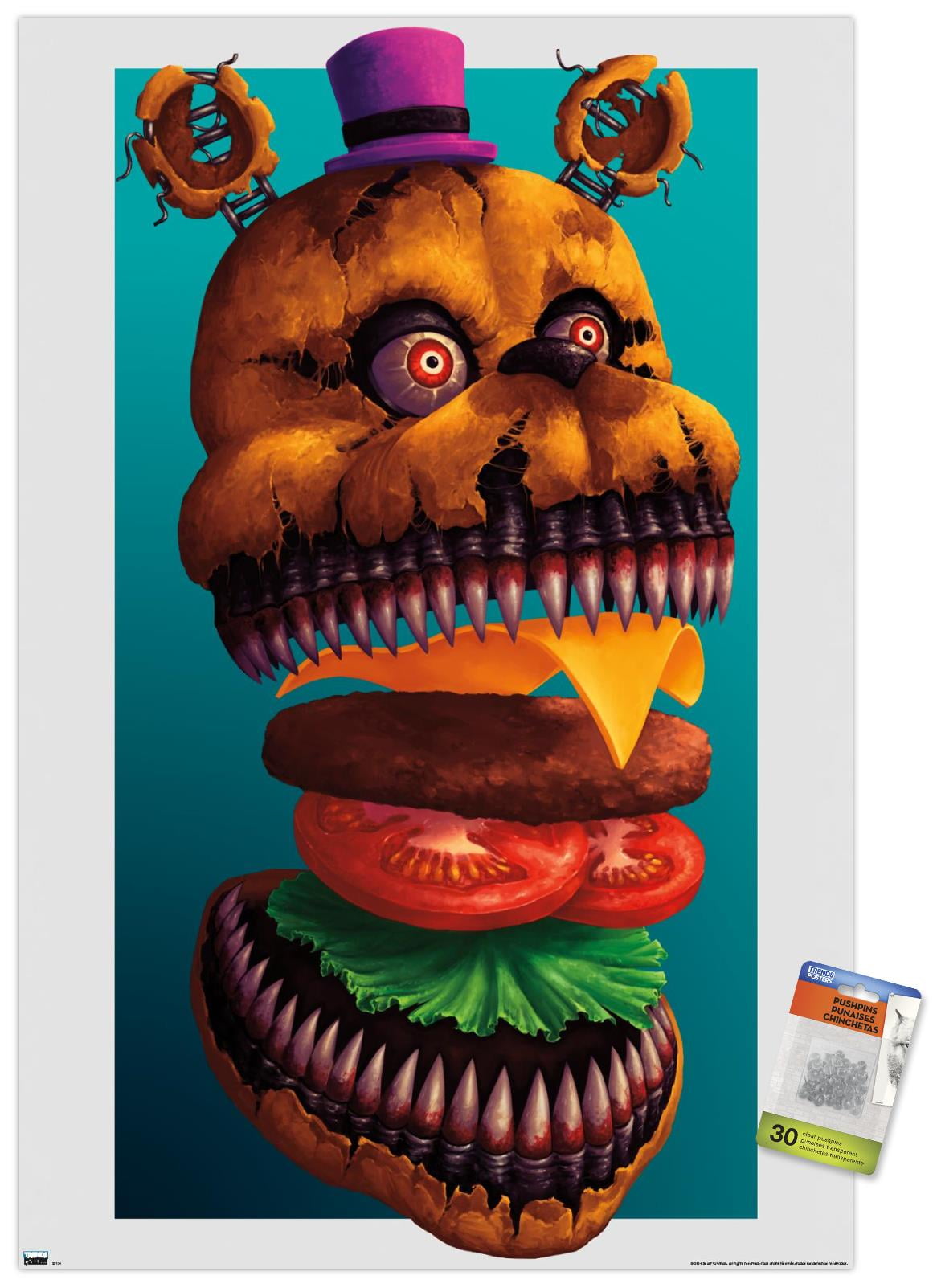 Five Nights at Freddy's - Burgers Wall Poster with Push Pins, 22.375" x ...