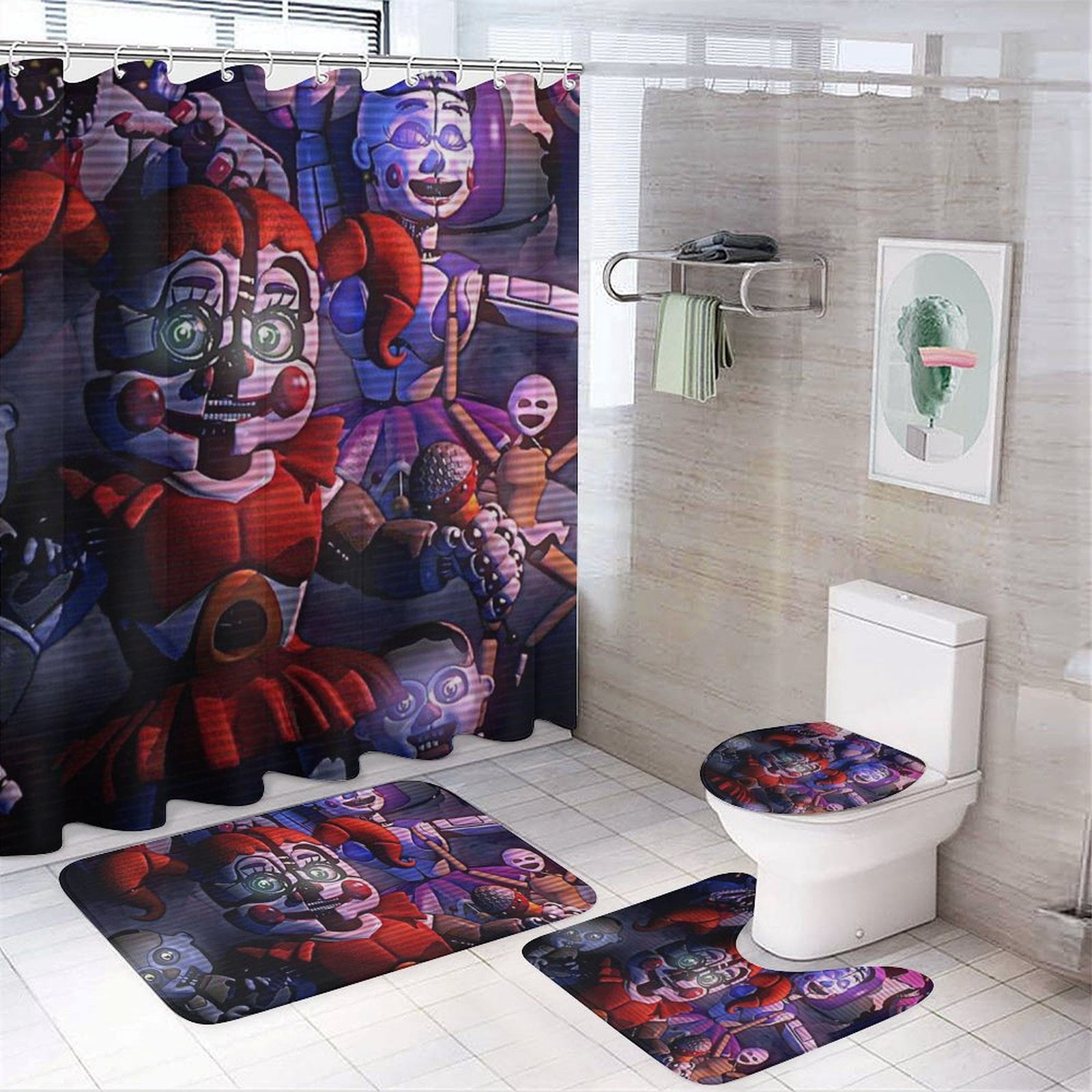 Five Nights at Freddy's FNAF 4 Pcs Bathroom Shower Curtain Set with ...