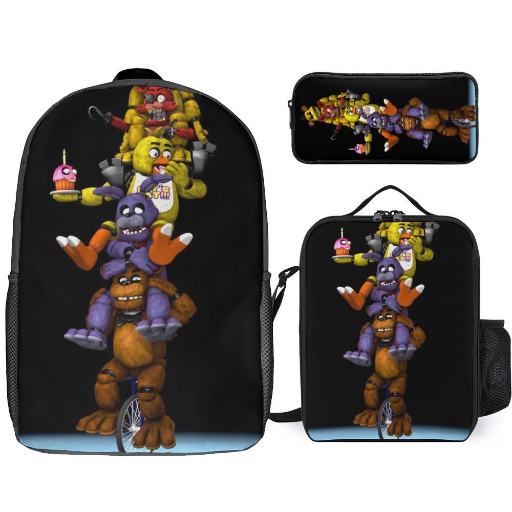 Five Nights at Freddy's FNAF Backpack 3 Piece Set Travel Daypack ...