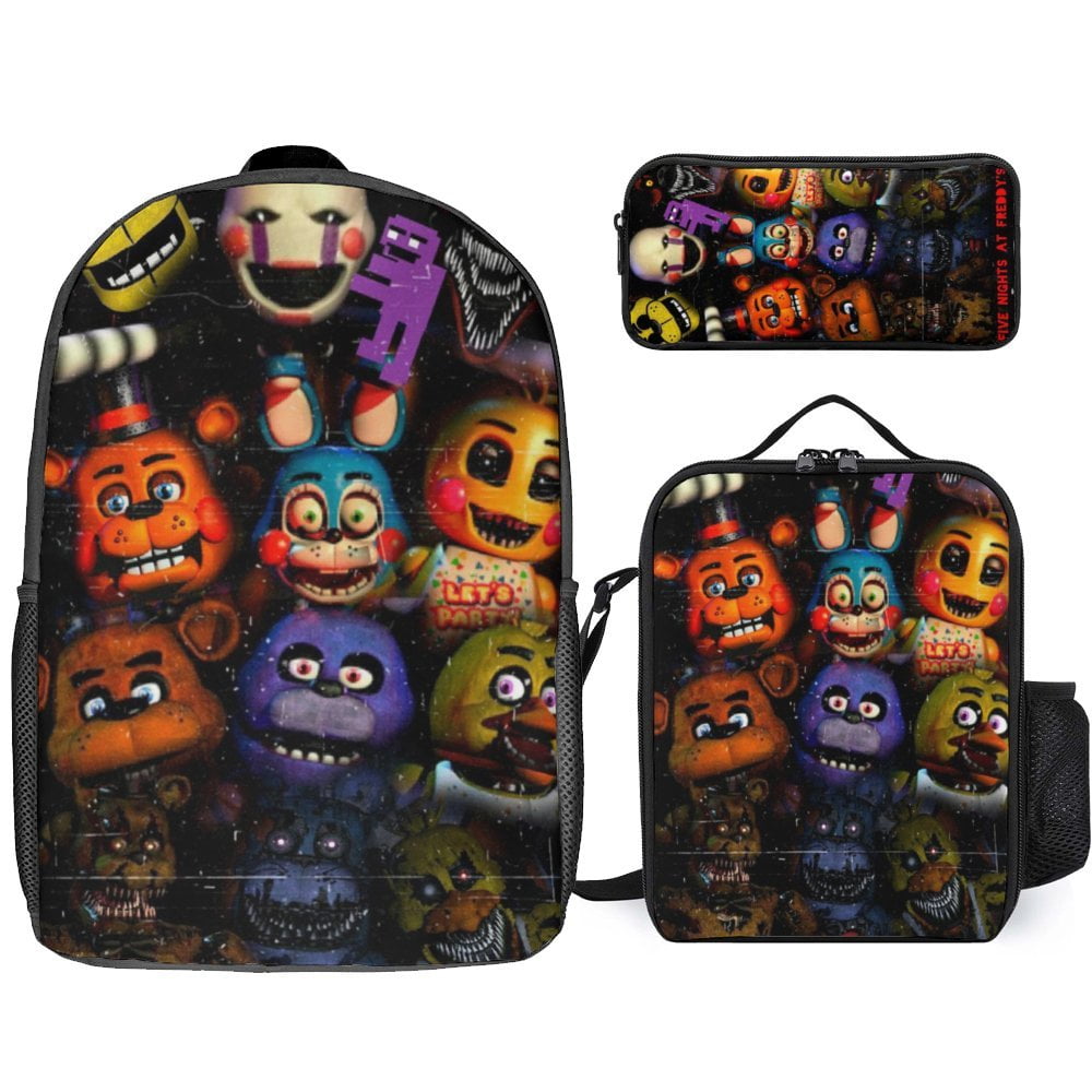 Five Nights at Freddy's FNAF Backpack 3 Piece Set Travel Daypack ...