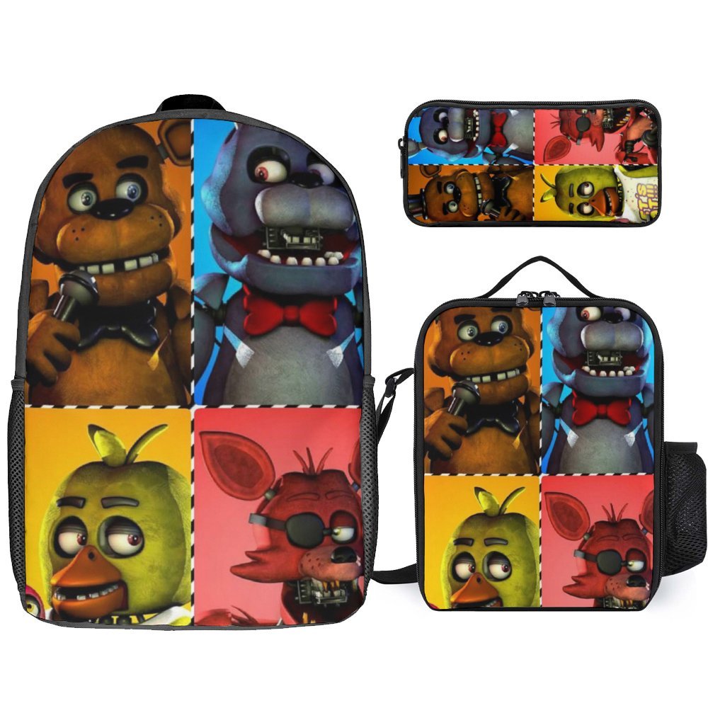 Five Nights at Freddy's FNAF Backpack 3 Piece Set Travel Daypack ...
