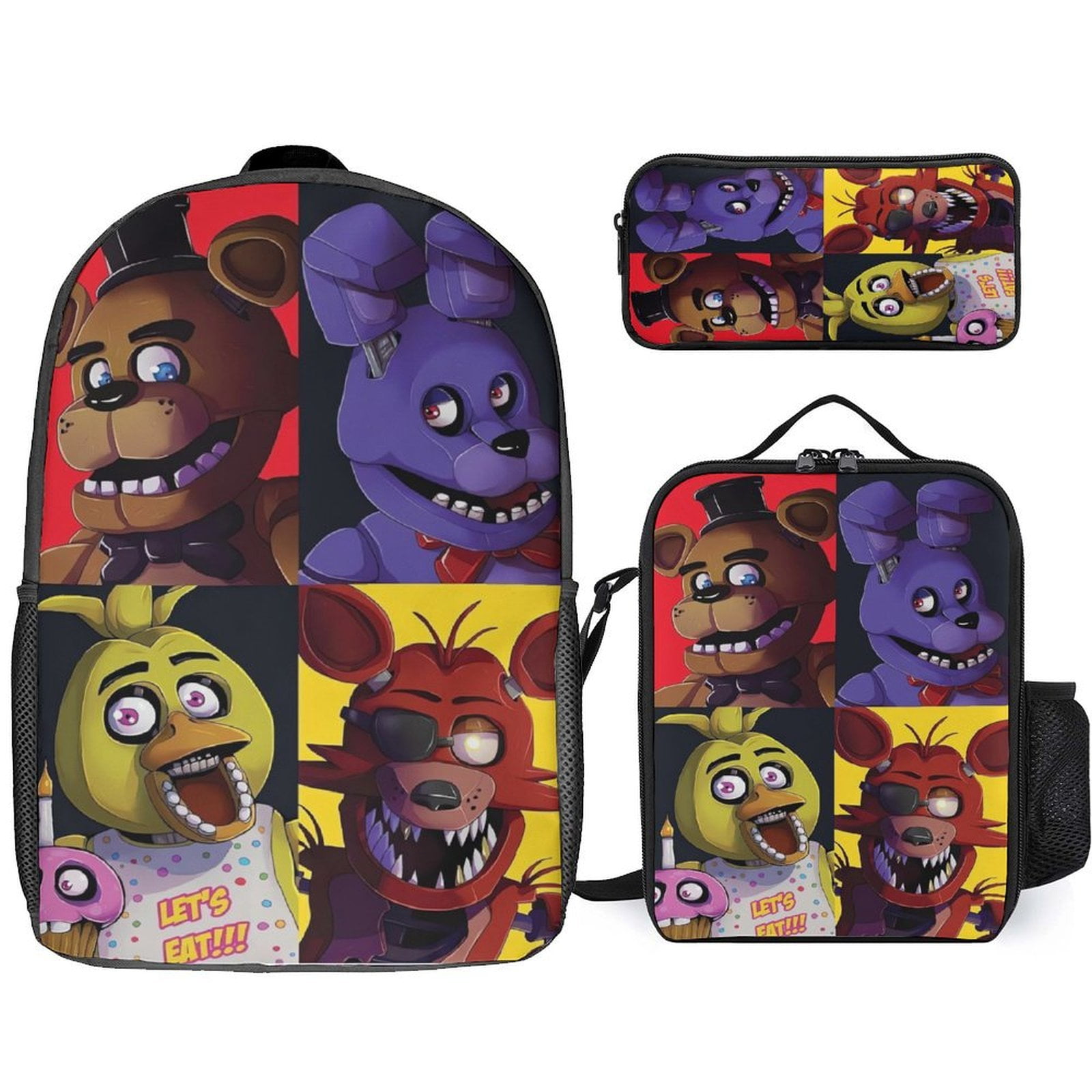 Five Nights at Freddy's FNAF Backpack Set, 3 Piece Backpack Set With ...