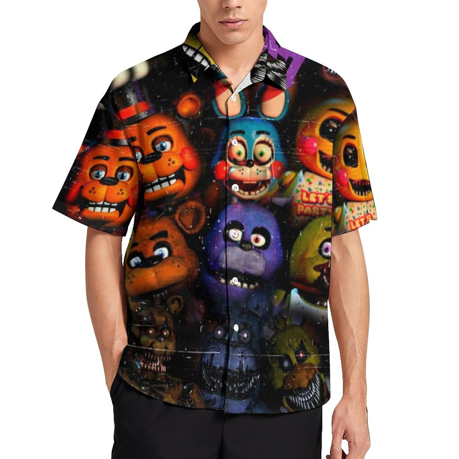 Five Nights at Freddy's FNAF Casual Short Sleeve Shirt Lapel Collar ...
