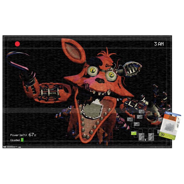 Five Nights at Freddy's - Foxy Camera Wall Poster with Push Pins, 22. ...