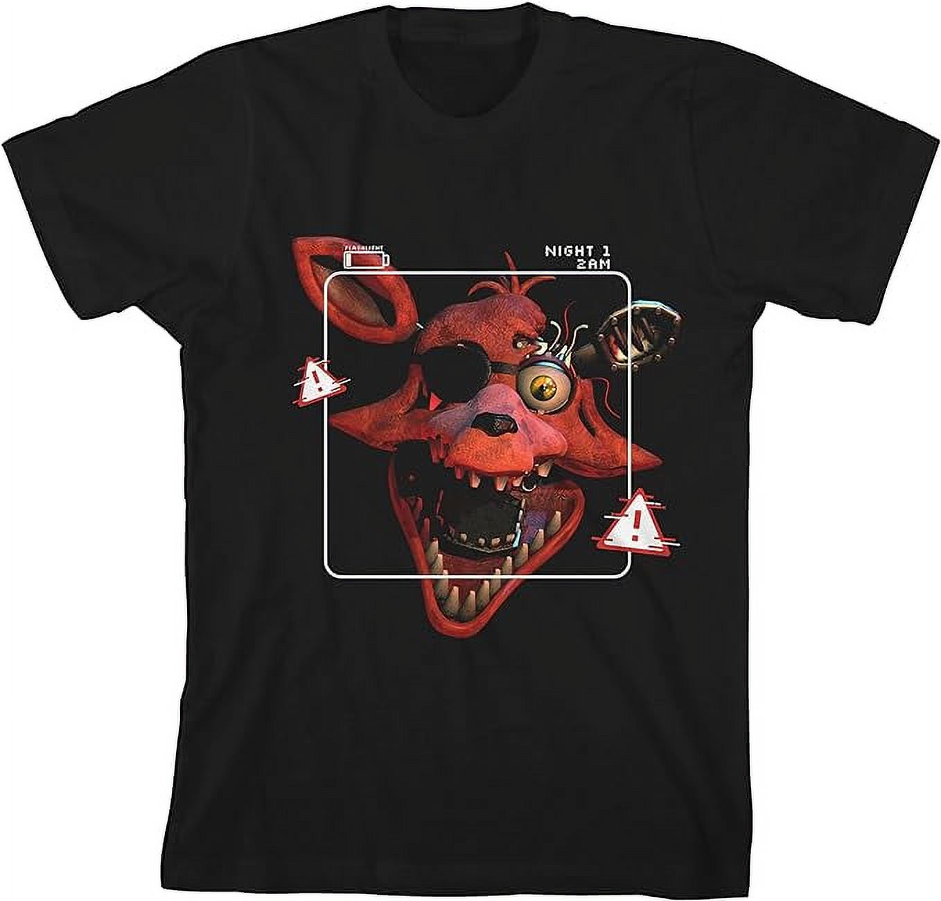 Five Nights at Freddy's Foxy with Warning Signs Crew Neck Short Sleeve ...