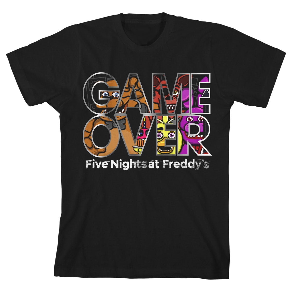 Five Nights at Freddy's Game Over Trap Graphics Boy's Black T-shirt ...