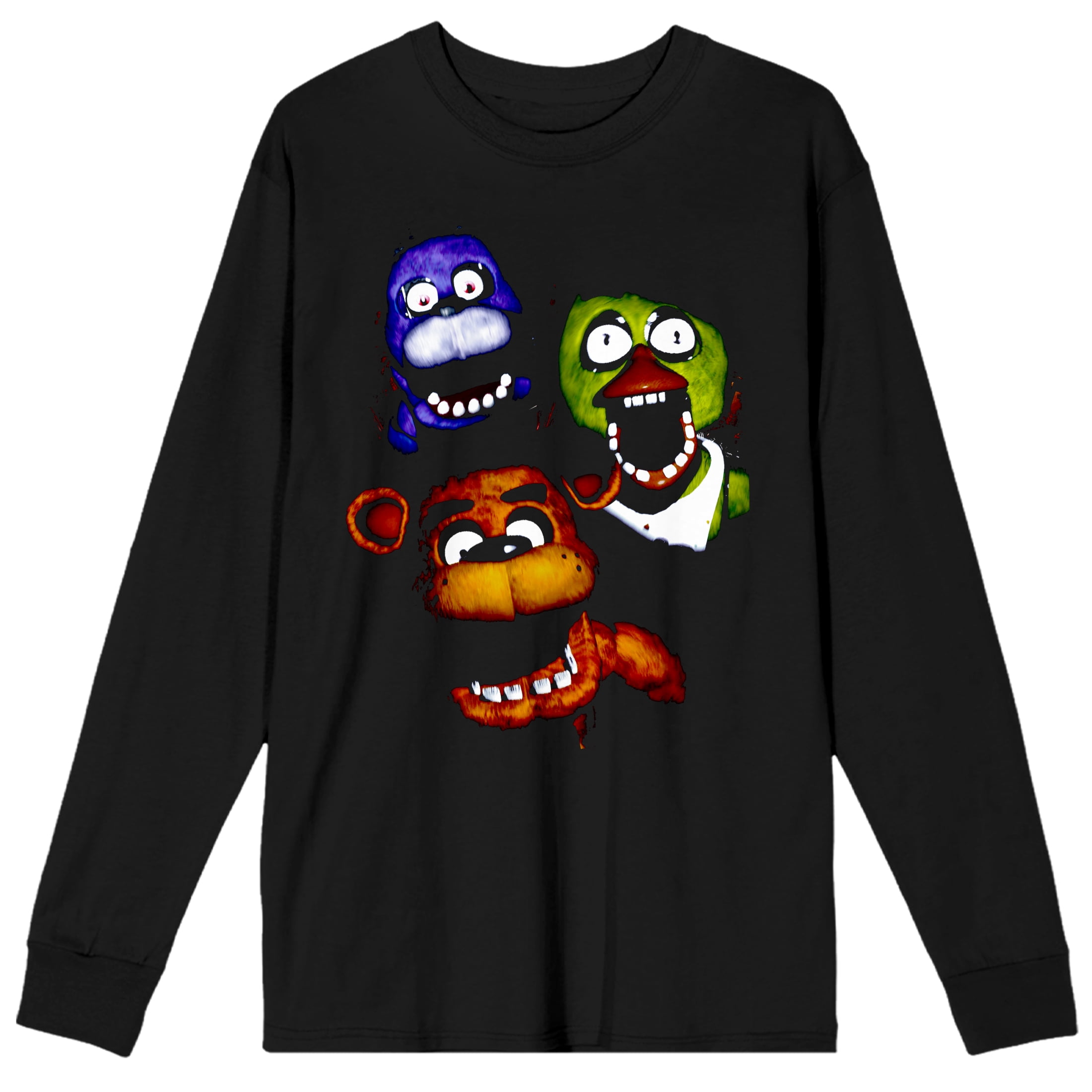Five Nights at Freddy's Men's Black Long Sleeve Graphic Tee, FNAF ...
