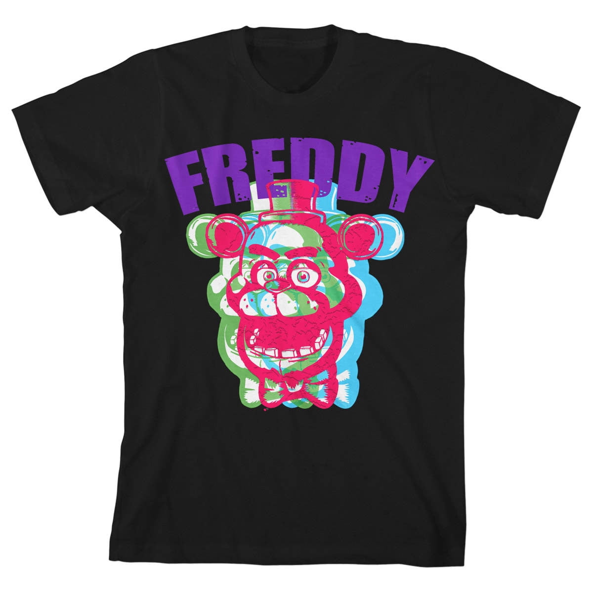 Five Nights at Freddy's Multi-Colored Freddy Boy's Black T-shirt-M ...