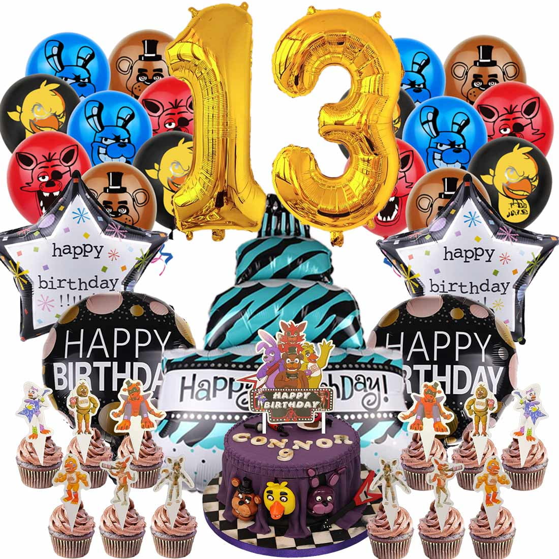 Five Nights at Freddy's Party Supplies 13th Decor Kit Balloons Birthday ...