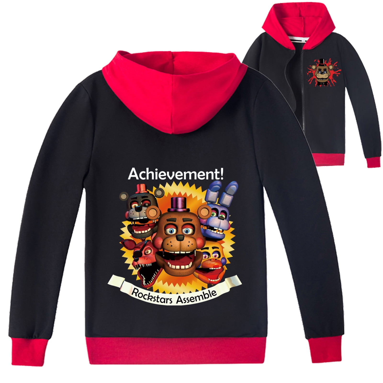 Five Nights at Freddy's Print Unisex Hooded Zipper Jacket for Kids ...