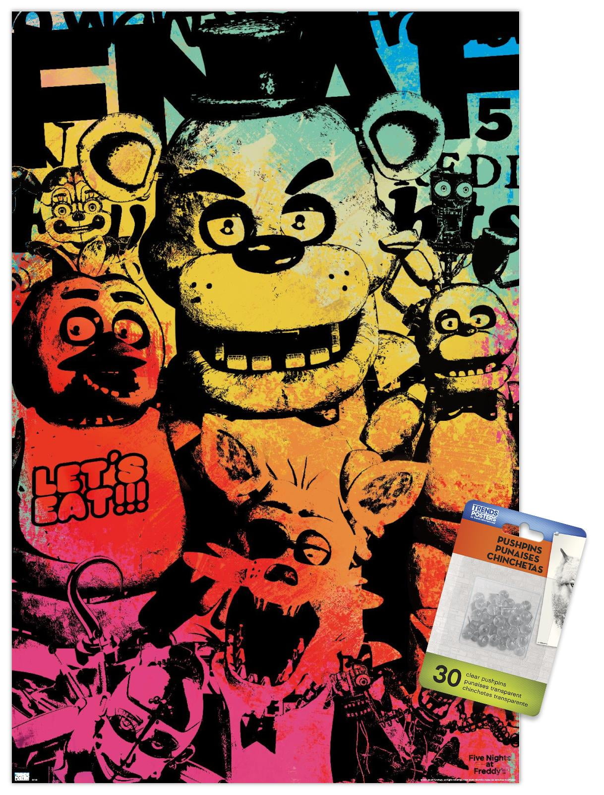 Five Nights at Freddy's - Rainbow Wall Poster with Push Pins, 14.725" x ...