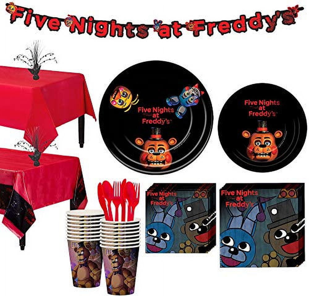 Five Nights at Freddy's Tableware Party Supplies for 16 Guests, Include ...