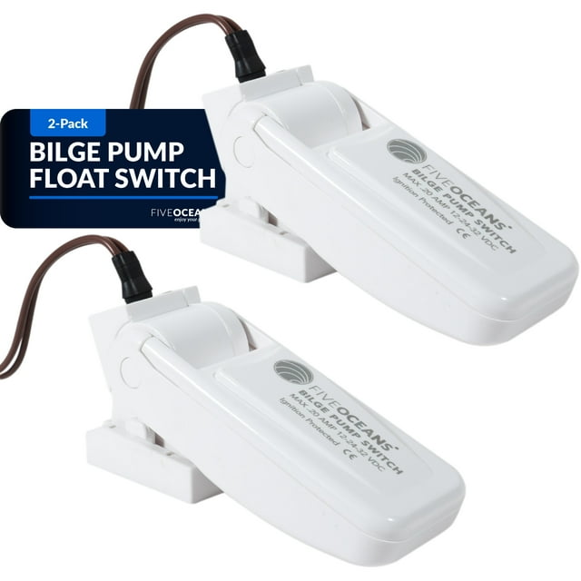 Five Oceans 12-24-32-Volts Automatic Boat Bilge Pump Float Switch for Electric Water Pump, Heavy ...
