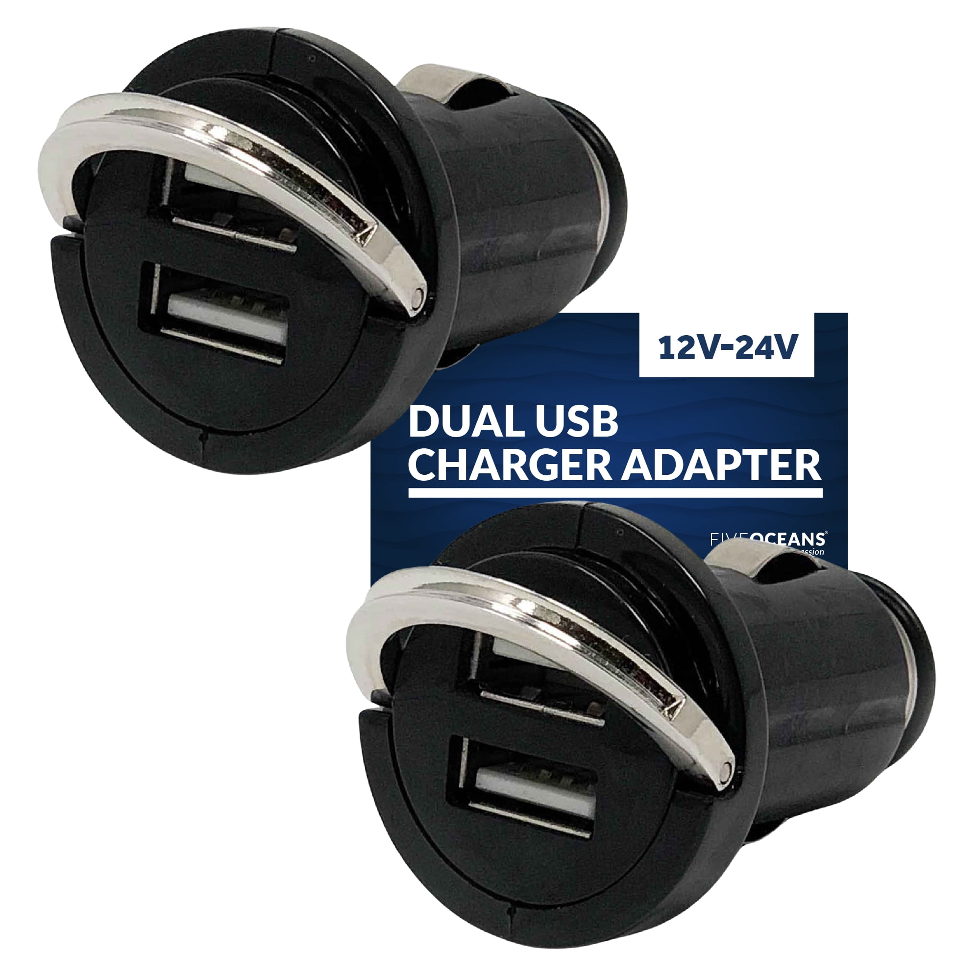 Five Oceans 2-Pack Dual USB Charger Adapter Cigarette Lighter 12V-24V ...