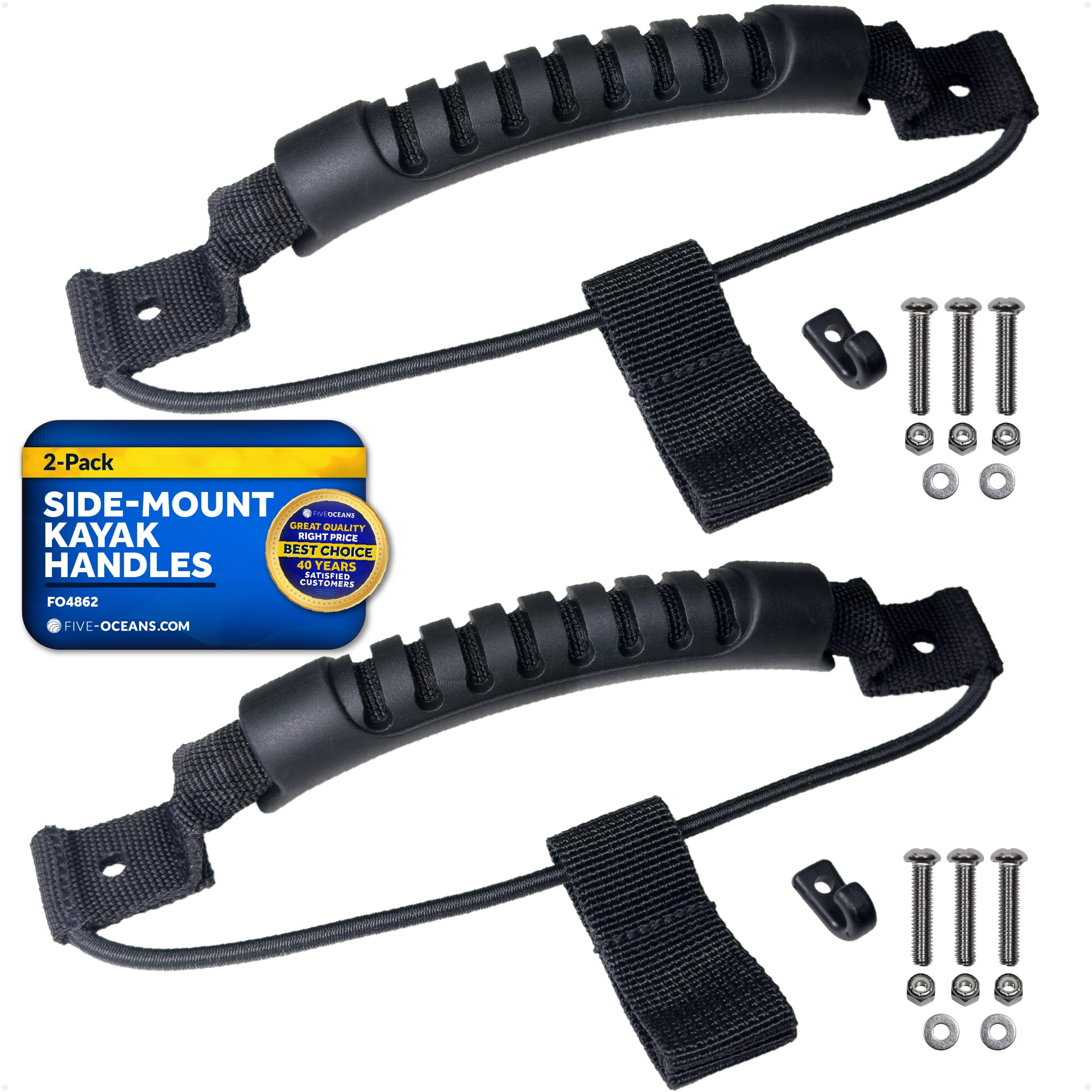 Five Oceans 2-Pack Side-Mount Kayak Handles with Bungee Paddle Hook ...