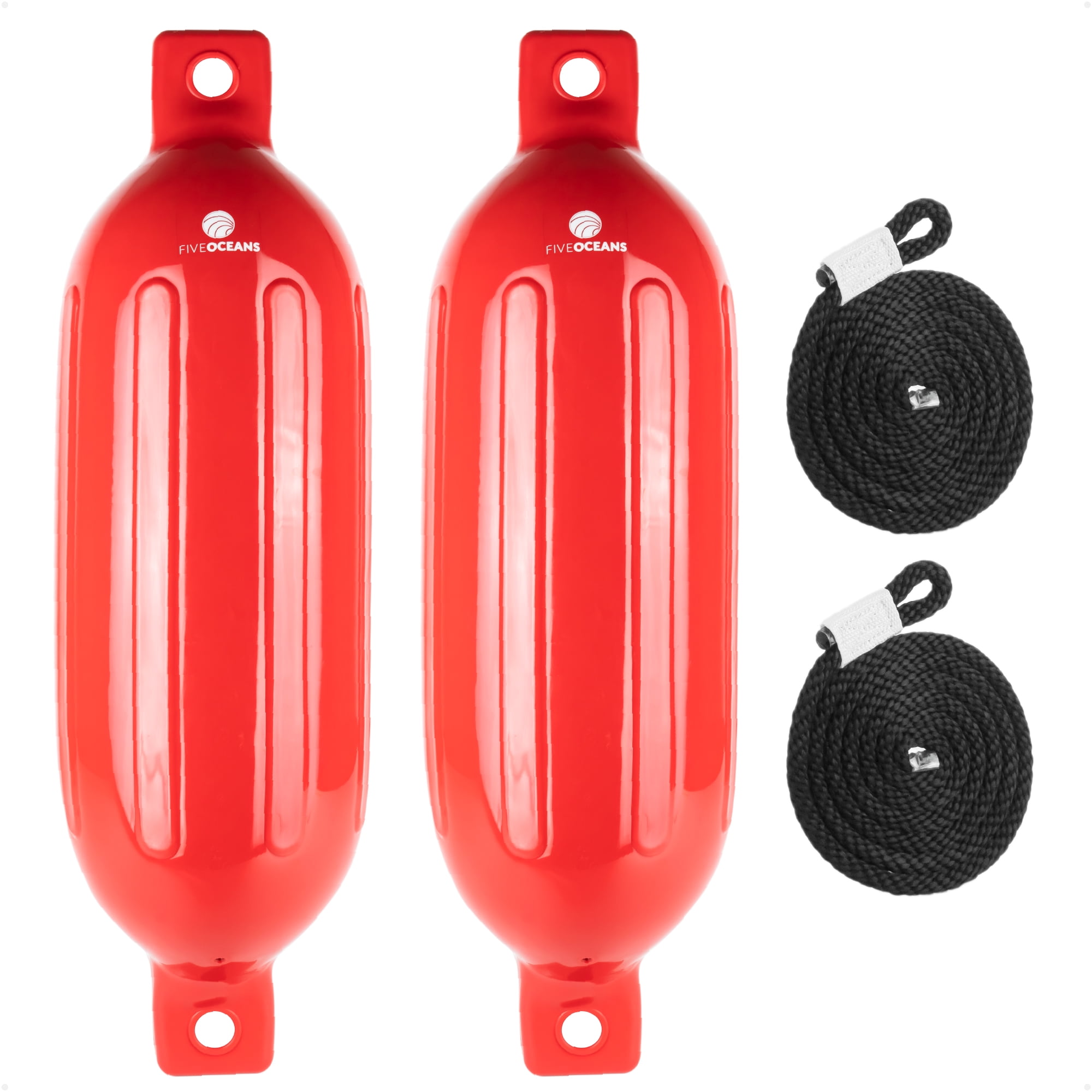 Five Oceans 2-Pack Twin Eye Ribbed Boat Fenders 4.5 x 16-Inch, Blue ...