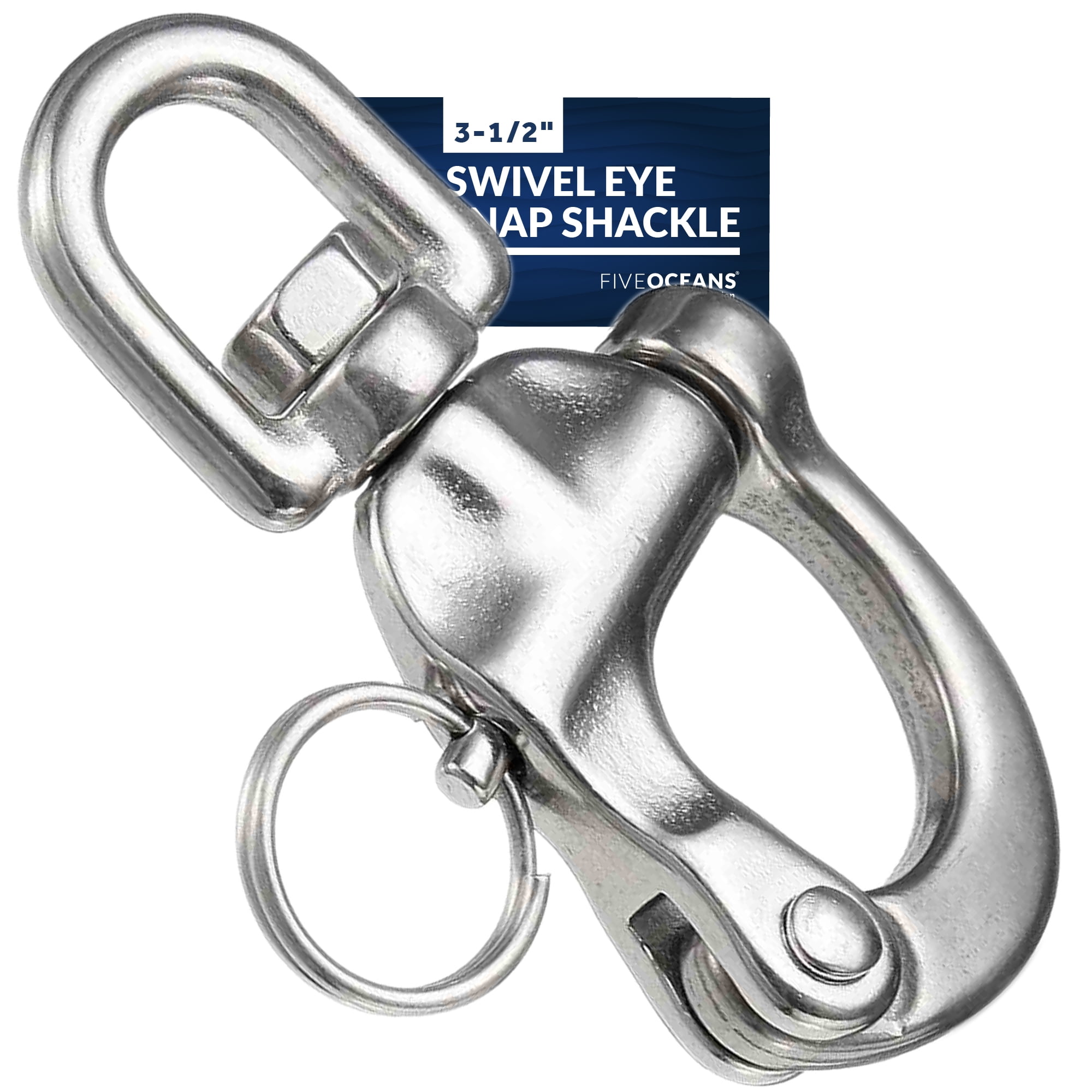 Five Oceans 3 1/2" Swivel Eye Snap Shackle Quick Release Bail Rigging ...
