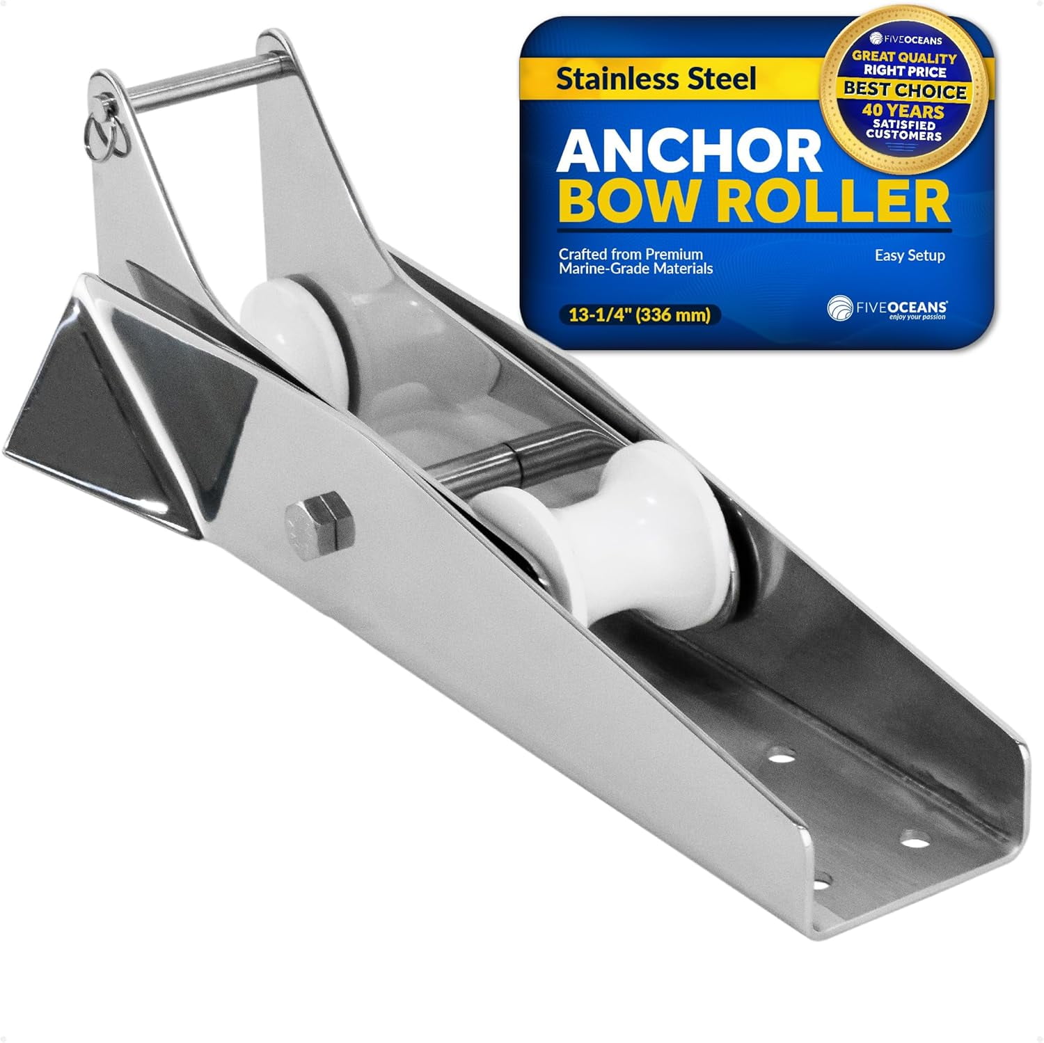 Five Oceans 316 Stainless Steel Anchor Roller, Hinged Self-Launching Double Bow Roller with ...