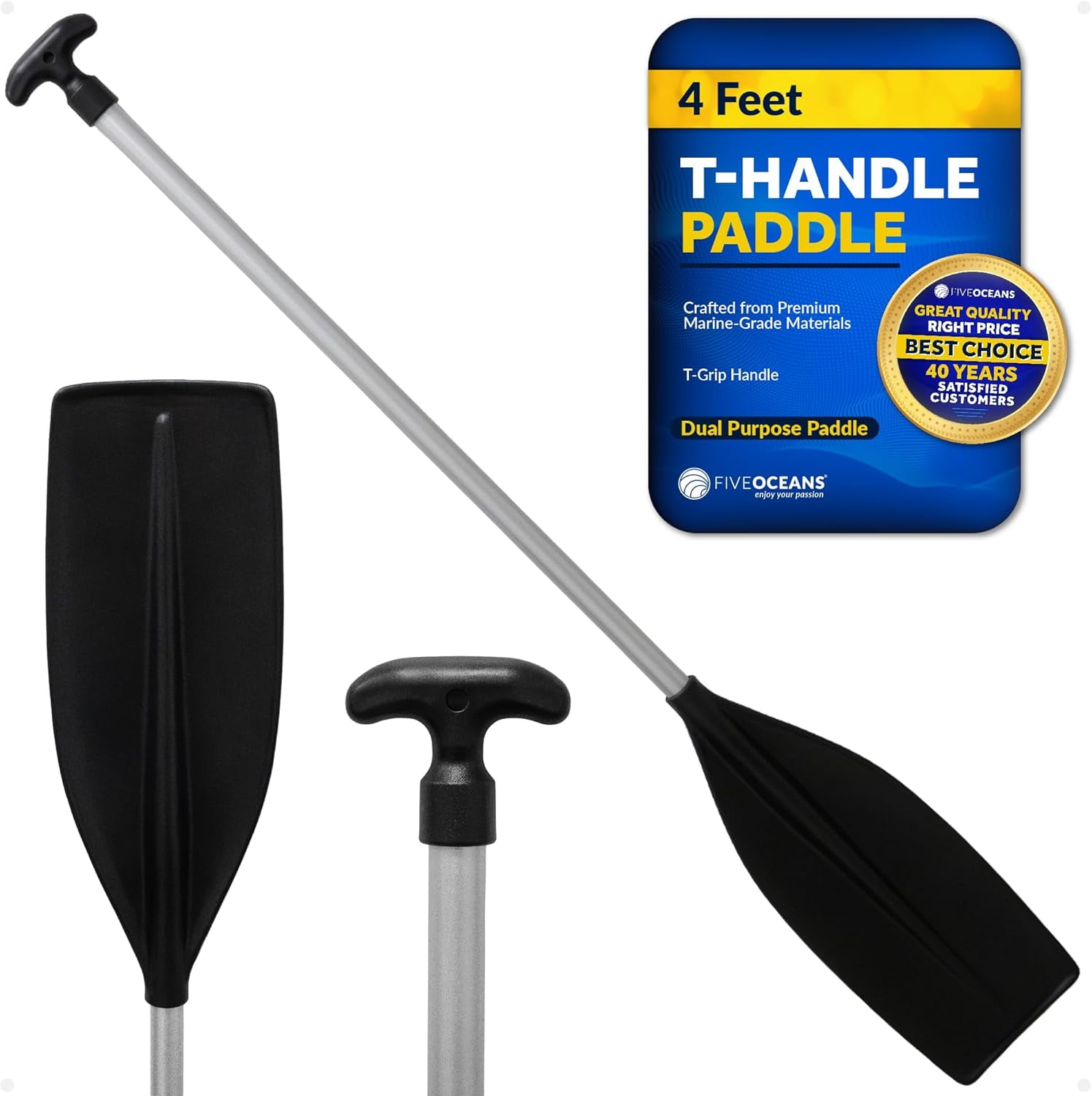 Five Oceans 4-Feet Canoe Paddle - Boat Paddle, T-Handle Oar Paddle for ...