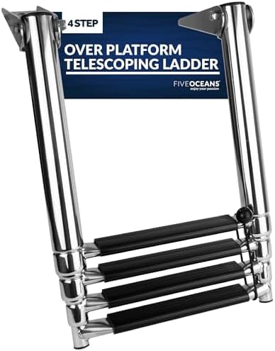 Five Oceans 4 Step Boat Ladder, Over Platform Telescoping Boat Ladders ...