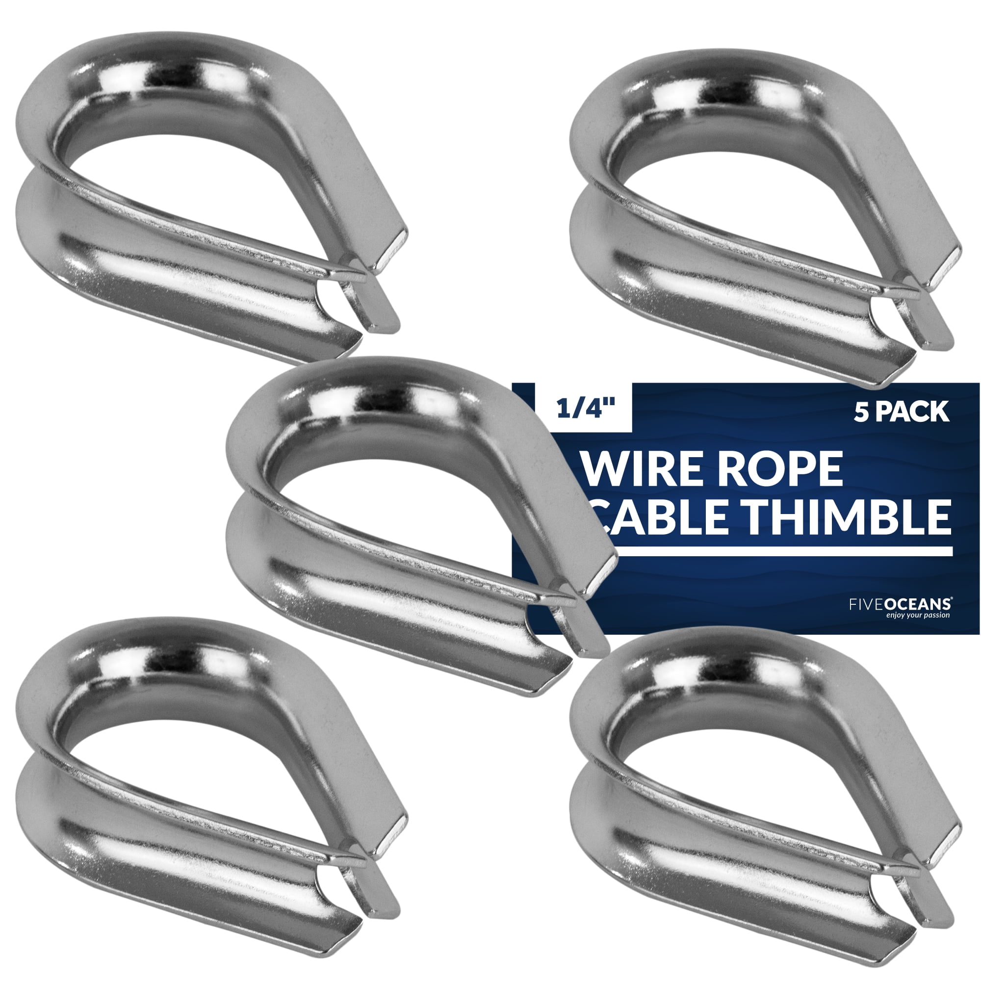 Five Oceans 5-Pack Stainless Steel 1/4-Inch Wire Rope Cable Thimble ...