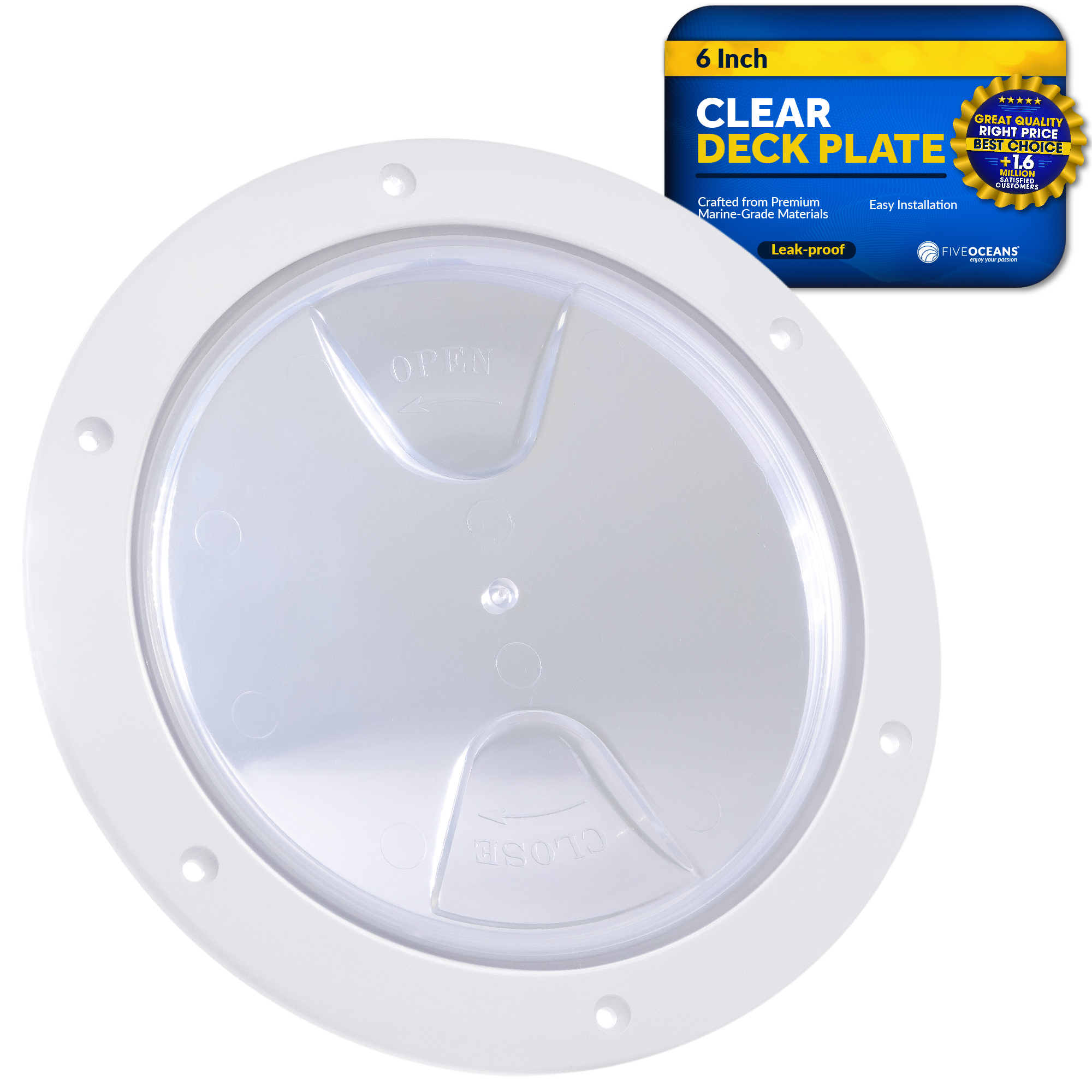 Five Oceans 6" Boat Hatch, Marine Round Inspection Deck Plate Hatch ...