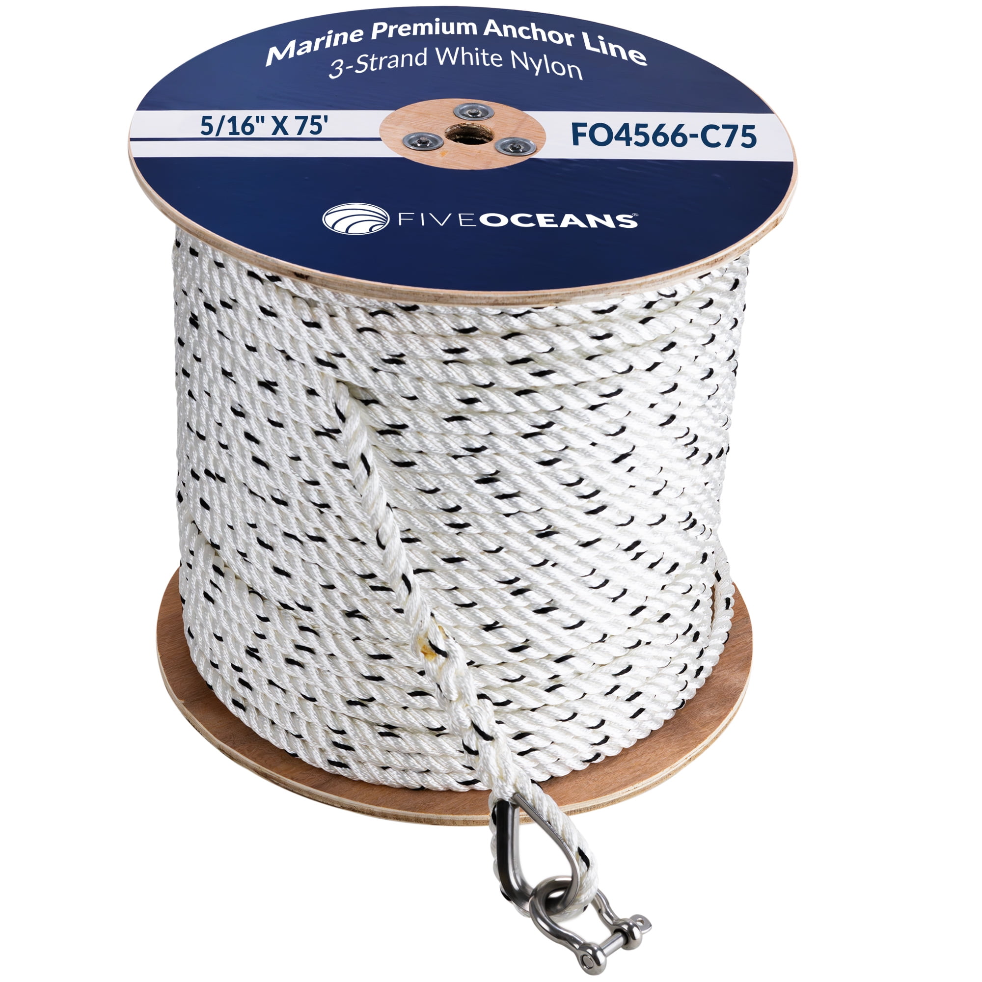 Five Oceans Anchor Line 5/16 inch x 75 ft - Anchor Rope Line - Marine ...