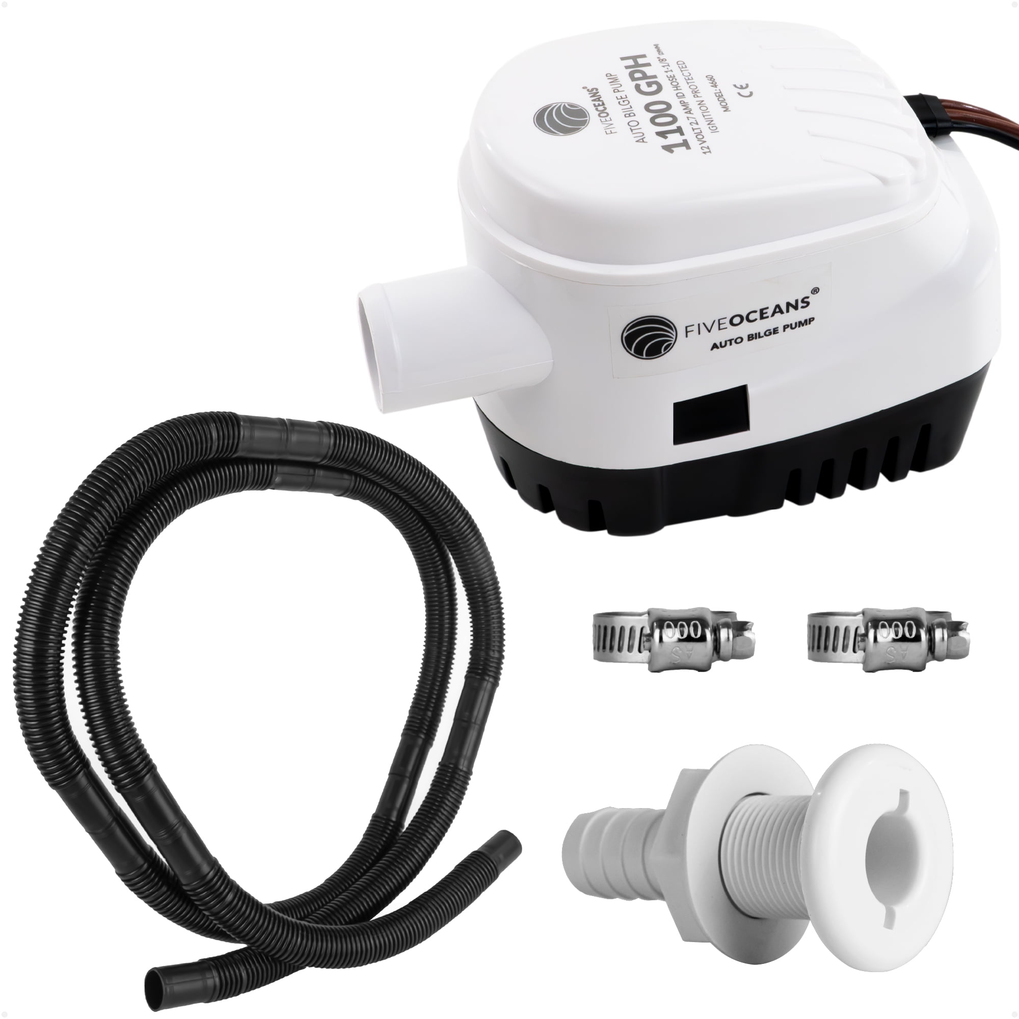 Five Oceans Automatic Bilge Plumbing Pump Kit, Includes 750 GPH / 2839 ...