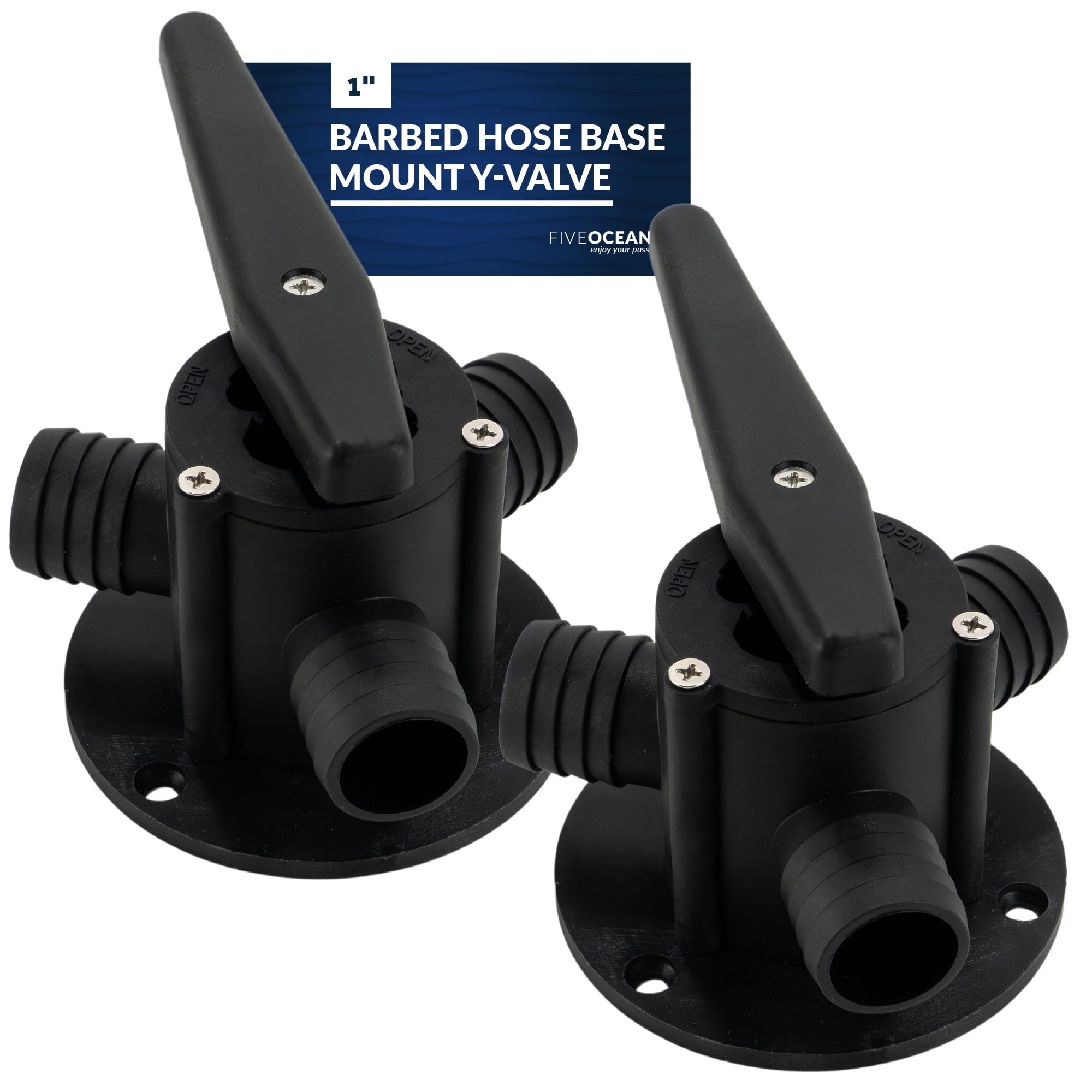 Five Oceans Base Mount Y-Valve with 1-Inch Barbed Hose Ports - 2-Pack ...