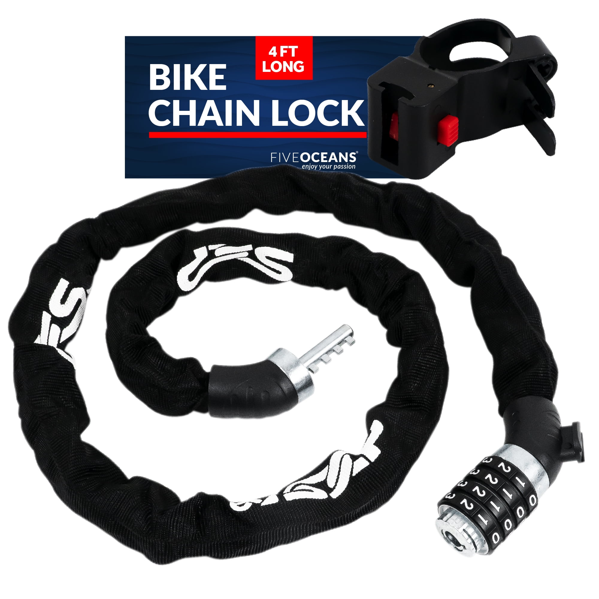 Five Oceans Bike Chain Lock, Combination Anti Theft Bike Locks Heavy ...