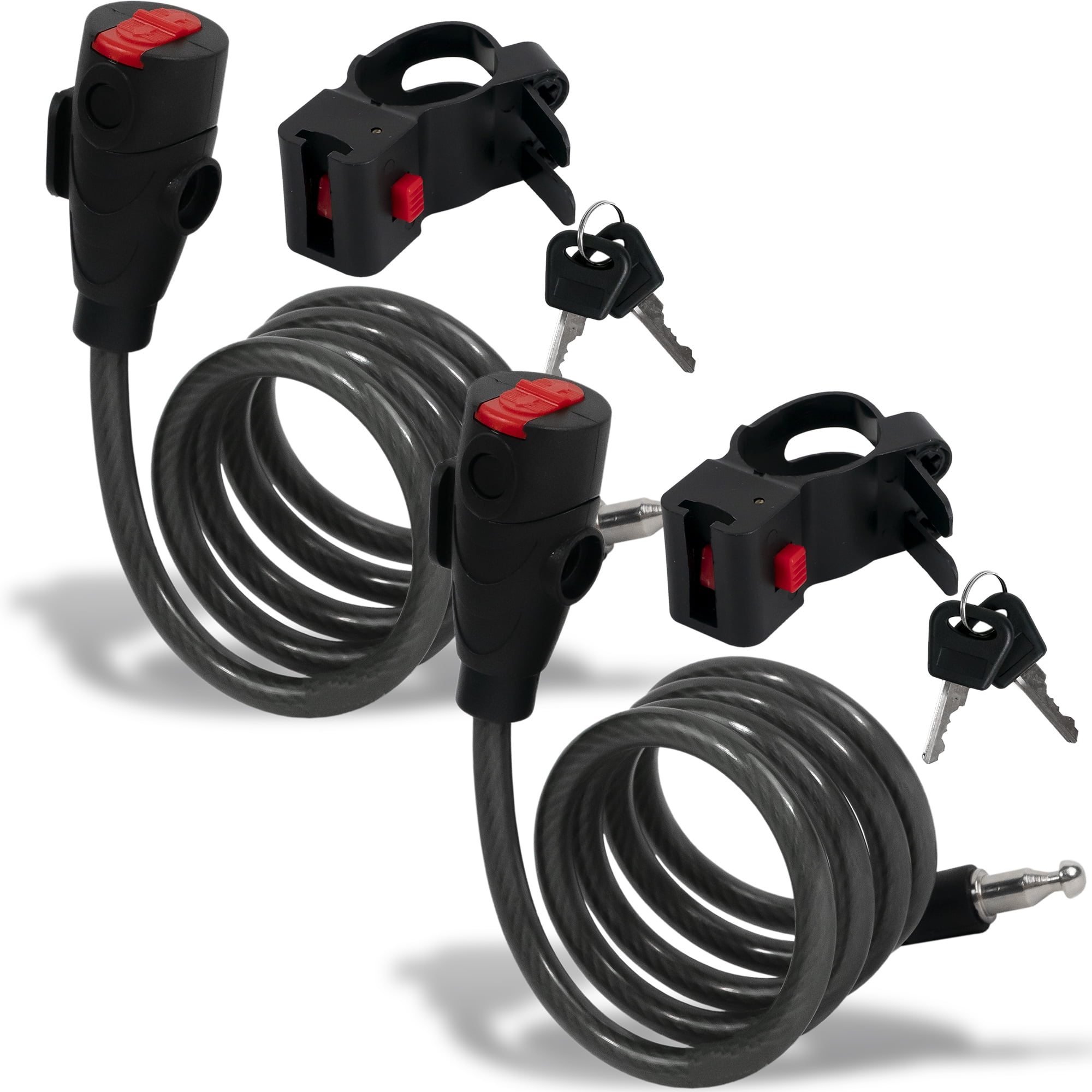 Five Oceans Bike Lock Cable, 2-Pack Keyed Anti Theft Bike Locks Heavy ...